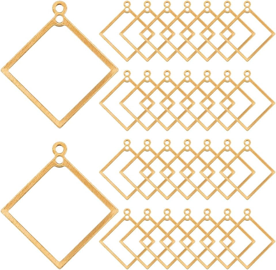 30Pcs Rhombus Earring Beading Hoop Rings Brass Linking Rings Square ...