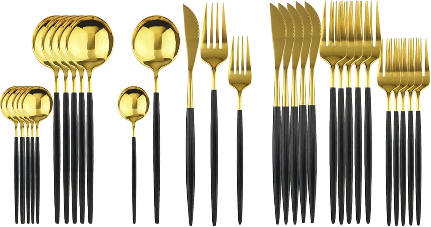 30Pcs Rose Cutlery Set Stainless Steel Dinnerware Set Dinnerware ...