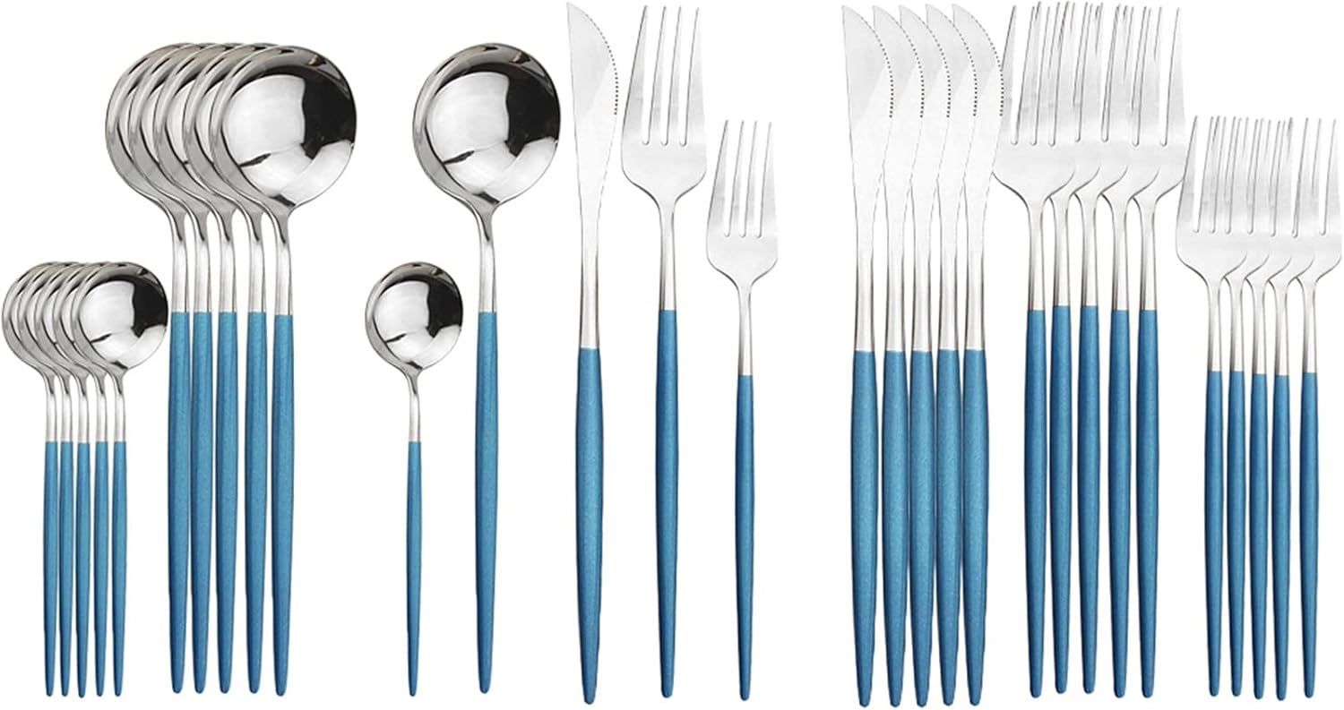30Pcs Rose Cutlery Set Stainless Steel Dinnerware Set Dinnerware ...