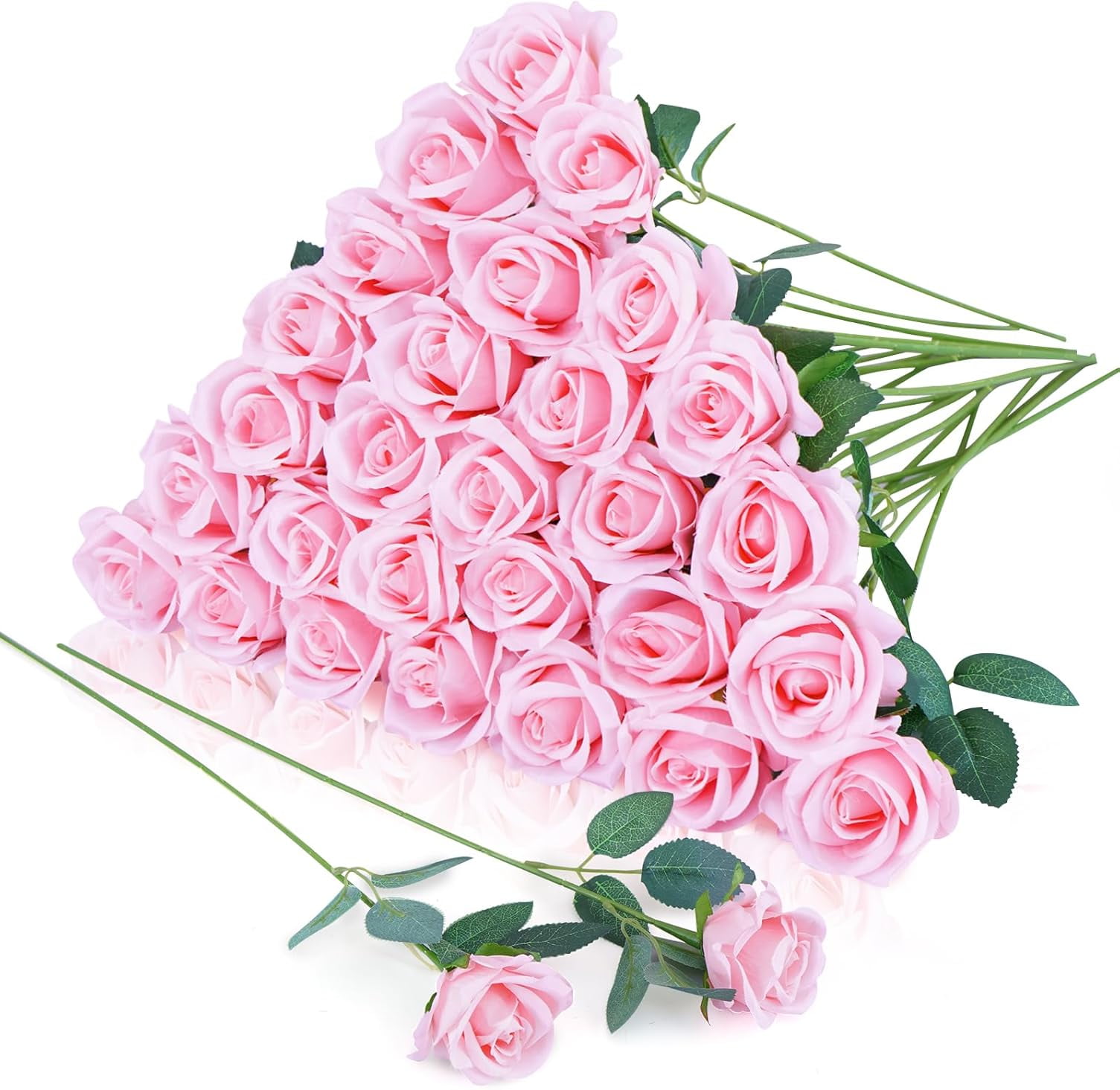 30Pcs Roses Artificial Flowers Bouquet, Black Fake Silk Rose with Long ...