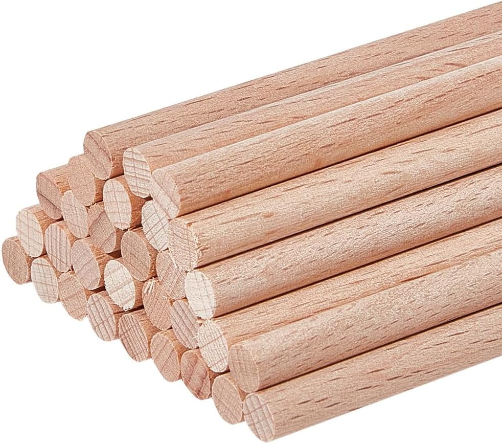 30Pcs Round Wood Sticks 11.8 inch Long Unfinished Wooden Strips 6mm ...