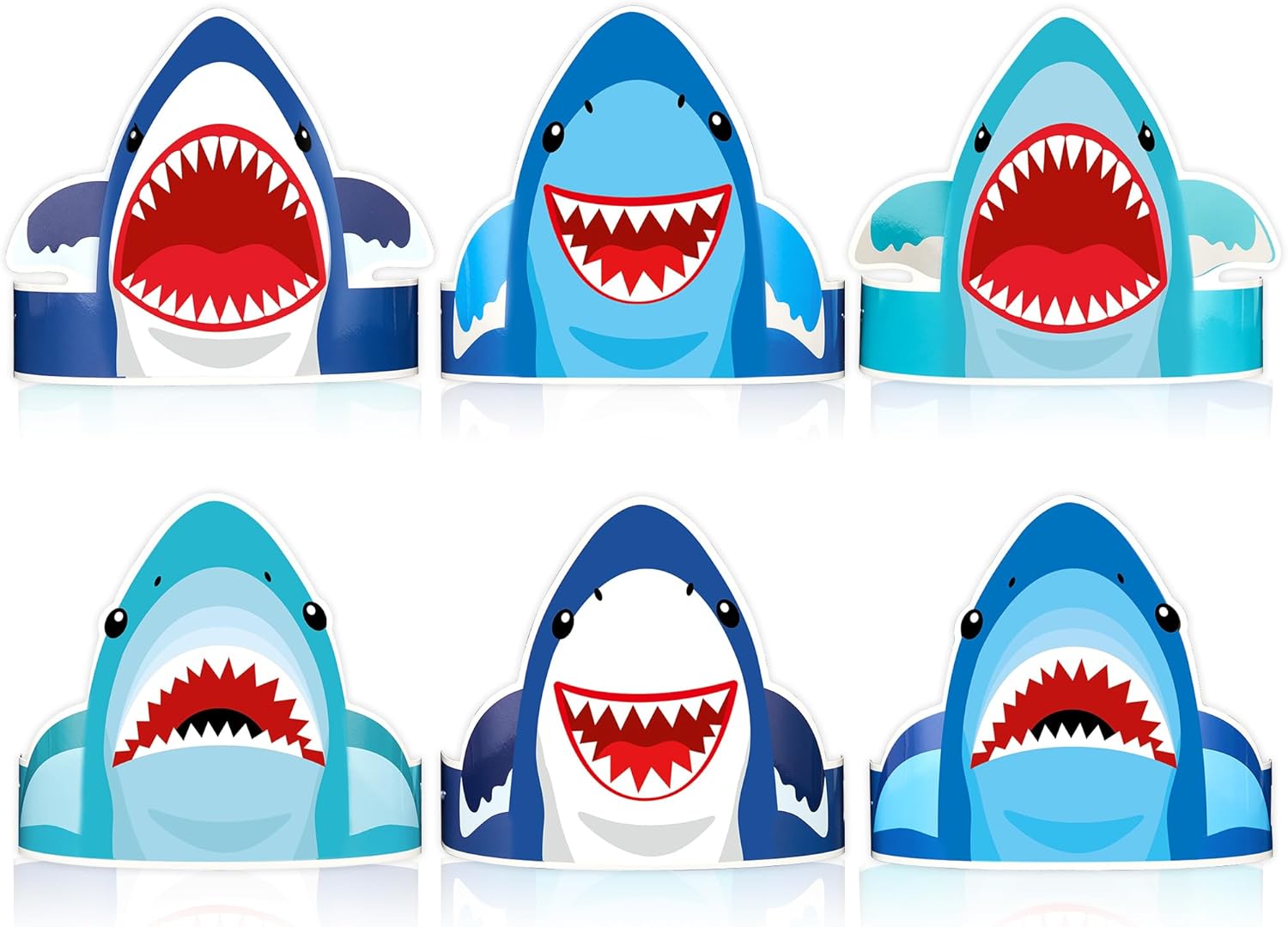 30Pcs Shark Party Hats Shark Birthday Hat Sea Animals Paper Headbands ...