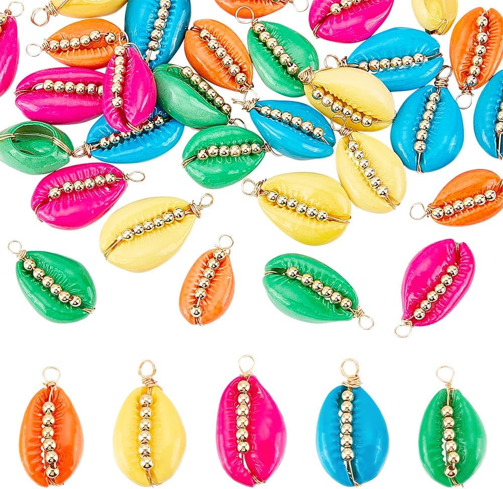 30Pcs Shell Pendants 5 Color Spiral Spray Painted Natural Shell Charms ...