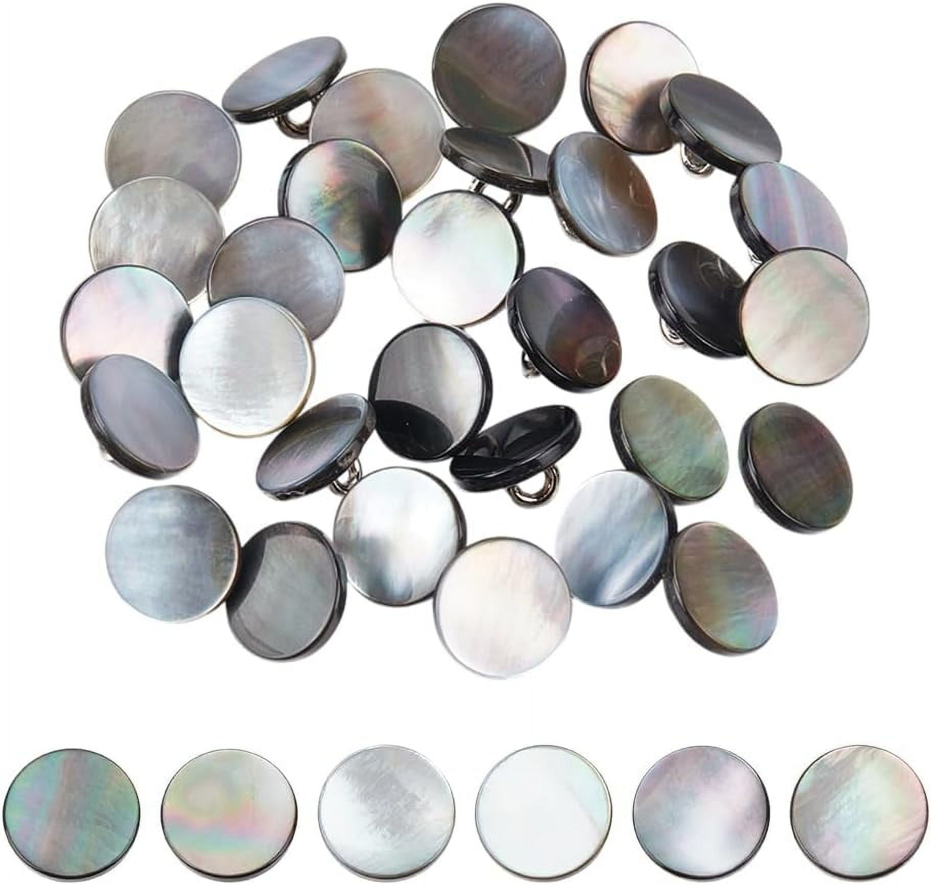 30Pcs Shell Shank Buttons 11mm Black Shank Button Mother of Pearl ...