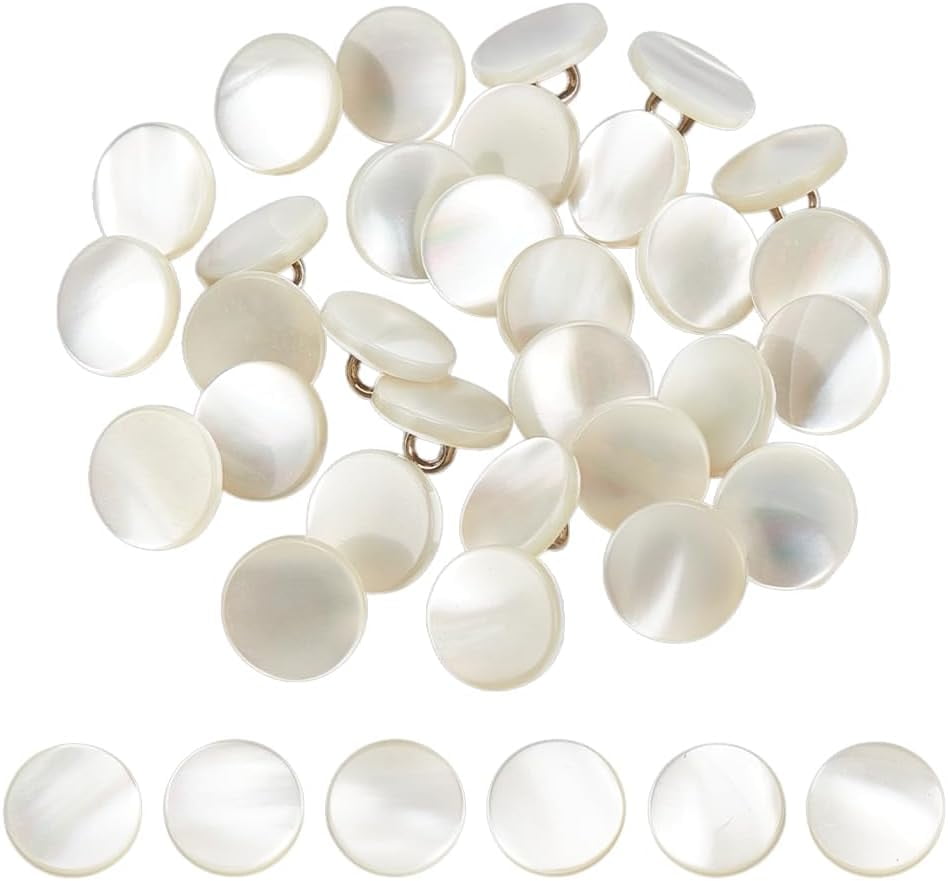 30Pcs Shell Shank Buttons 11mm White Shank Button Mother of Pearl ...