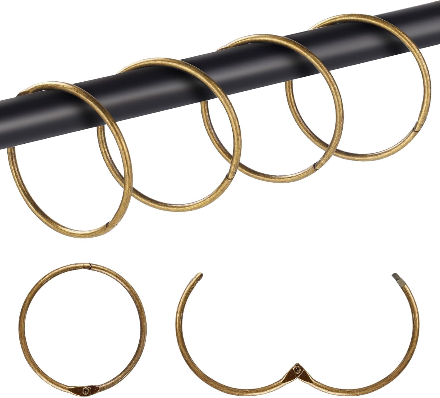 30Pcs Shower Curtain Hooks,Metal Round Hooks Roman Rings Rustproof ...