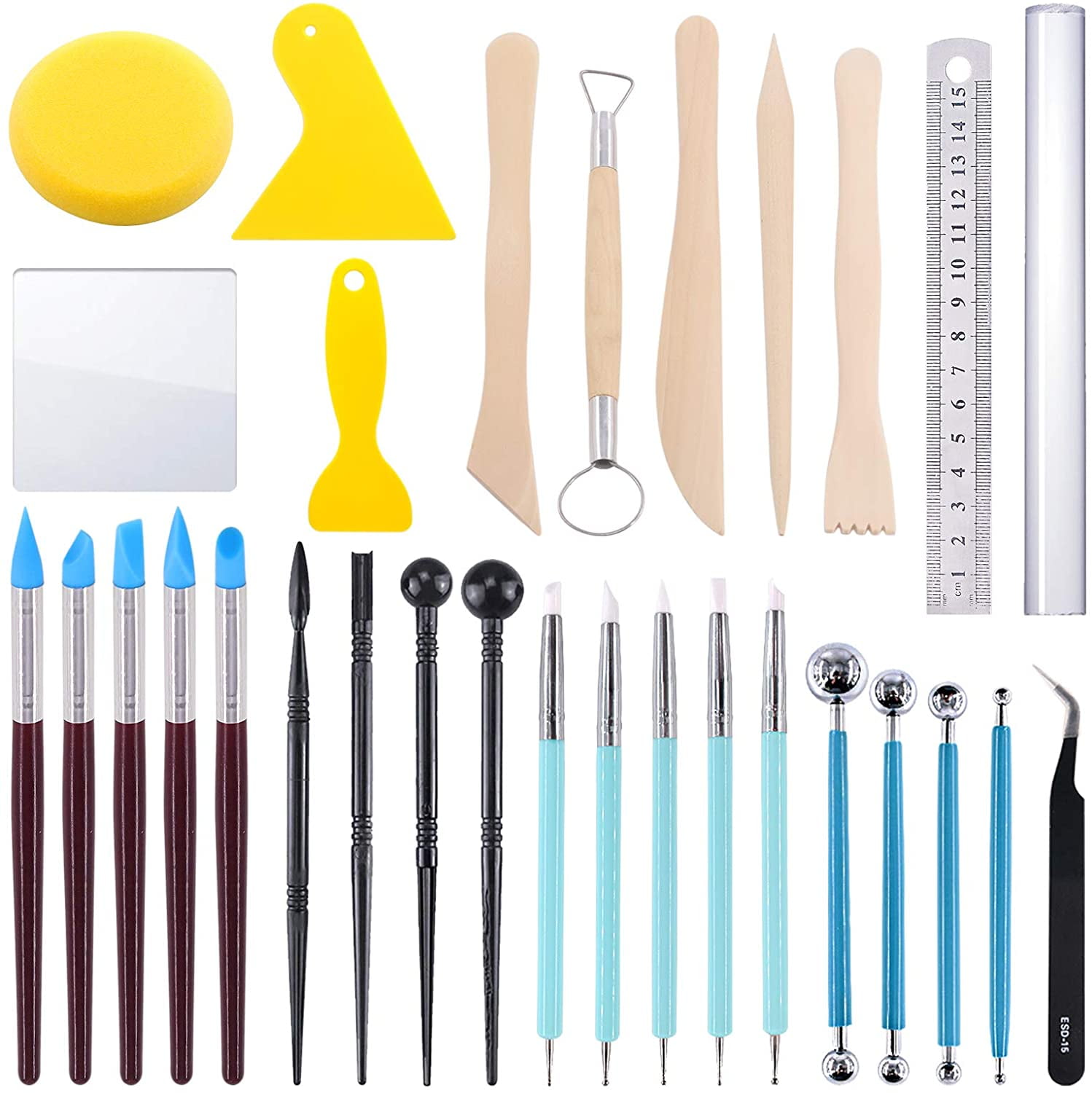 QGEMANWU 30Pcs Silicone Sculpting and Pottery Tools, Clay Shaping ...
