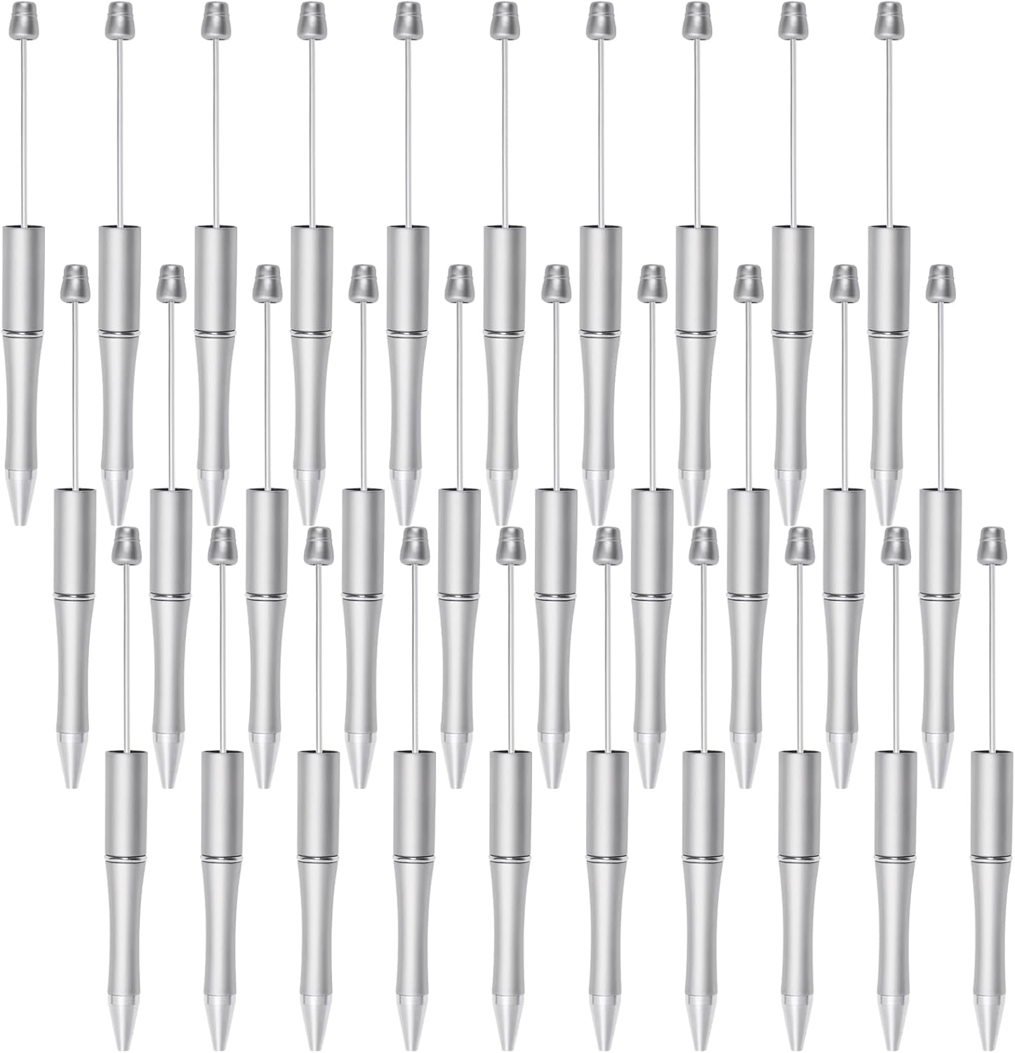 30Pcs Silver Beadable Pens Plastic Bead Pen Black Ink Ballpoint Pens ...