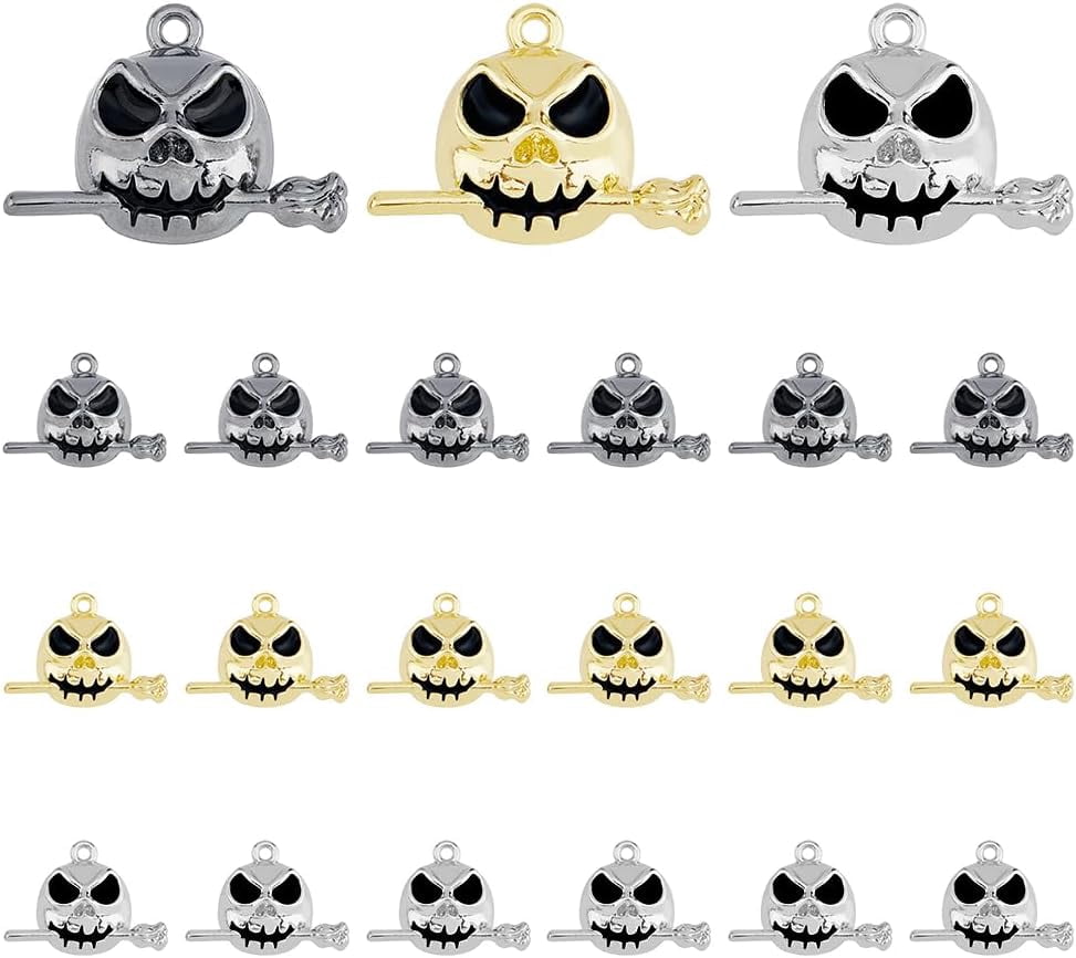 30Pcs Skull Head Charms 3 Colors Halloween Pendants Skeleton Head with ...