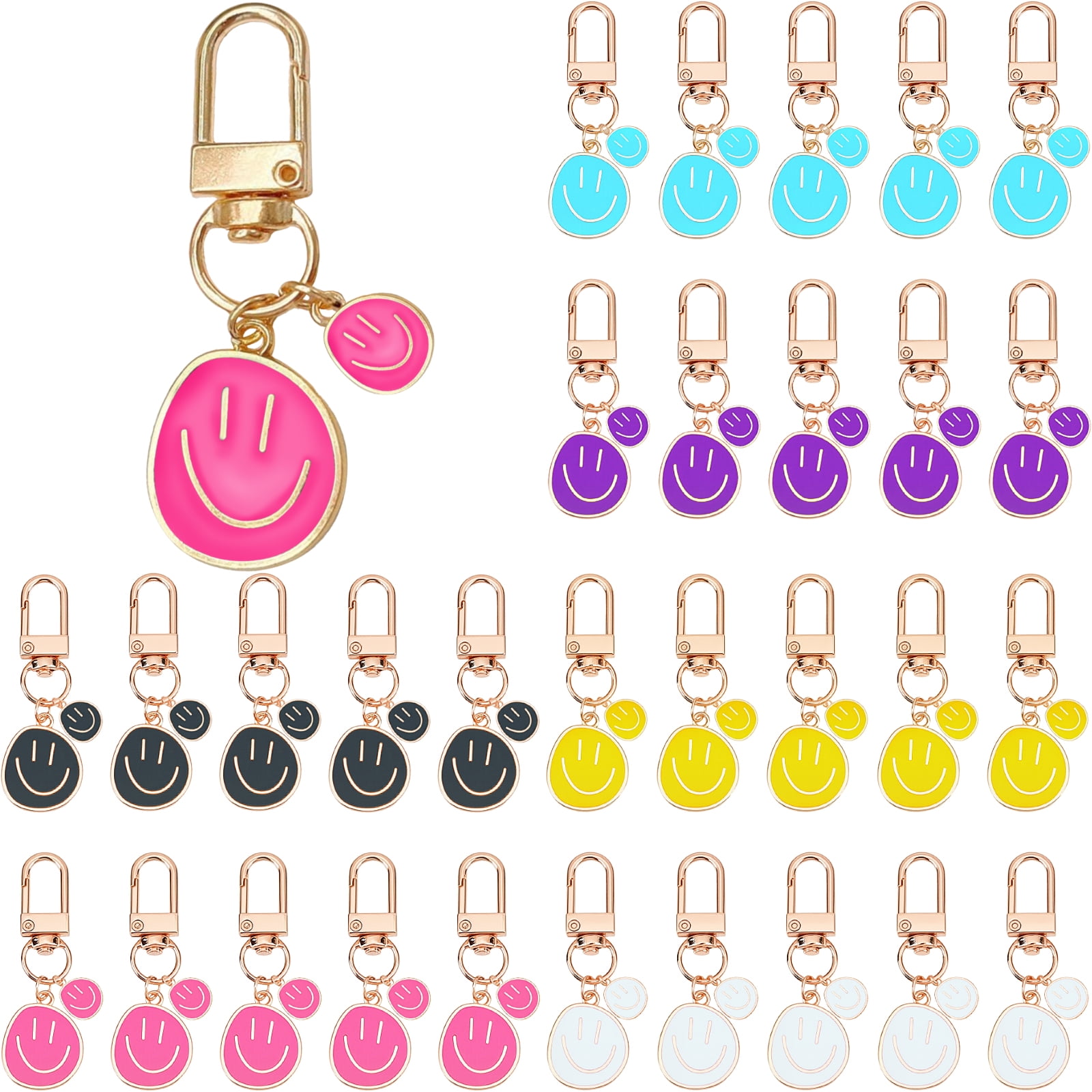 30Pcs Smiley Face Keychain, Cute Keyring for Classroom Prizes,Birthday ...