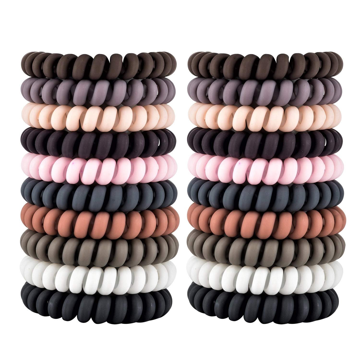 30Pcs Spiral No-Crease Matte Phone Cord Ponytail Holders and Plastic ...