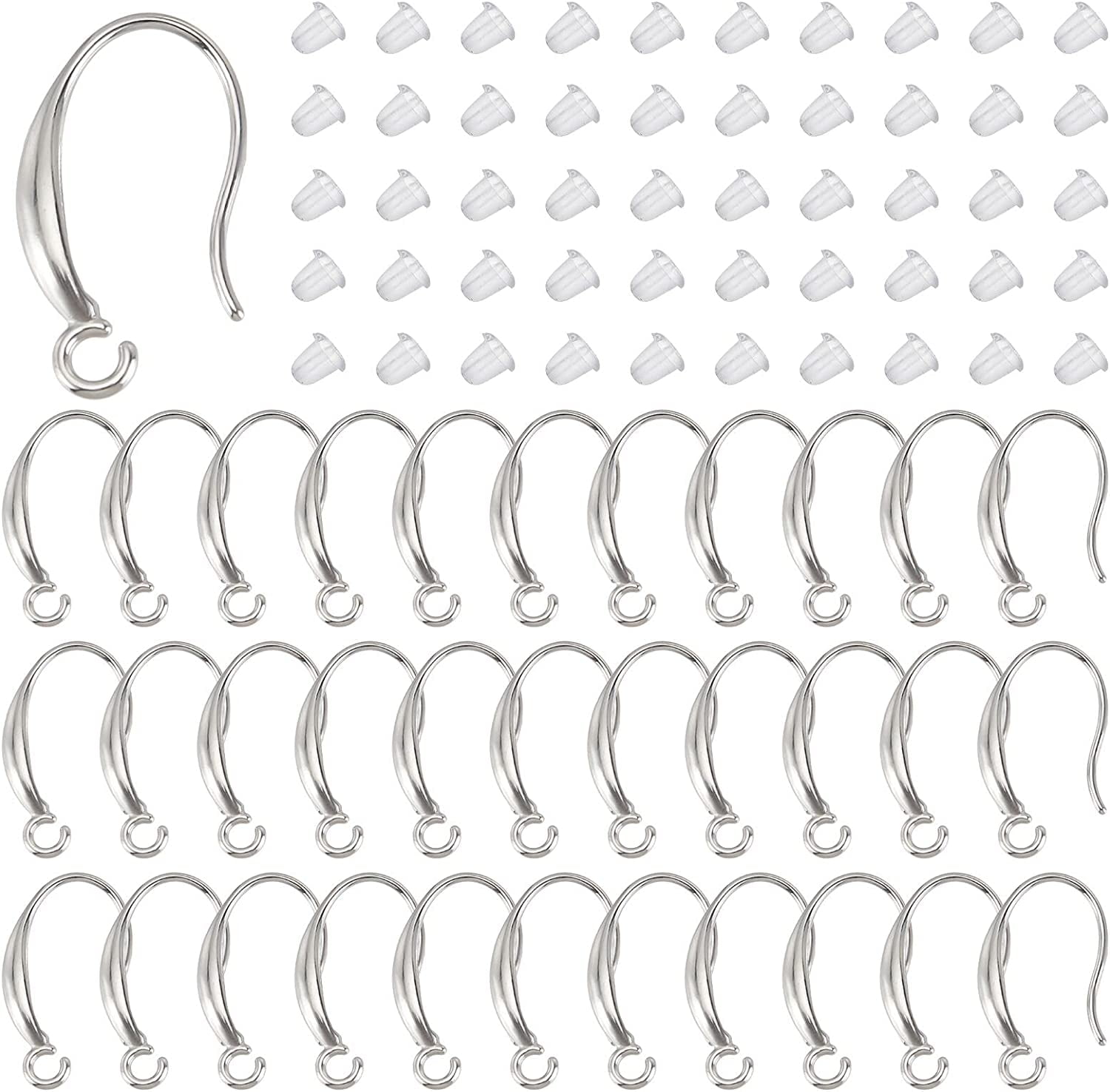 30Pcs Split Flat Ear Wire Bead Earring Hooks French Wire Hooks Earring ...