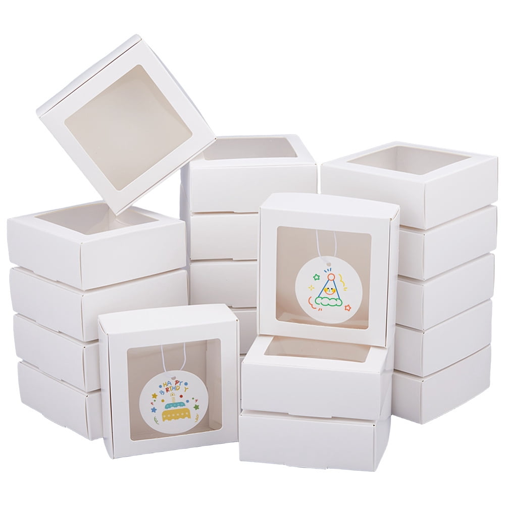 30Pcs Square Kraft Paper Visible Window Storage Mailer Boxes with 30Pcs ...