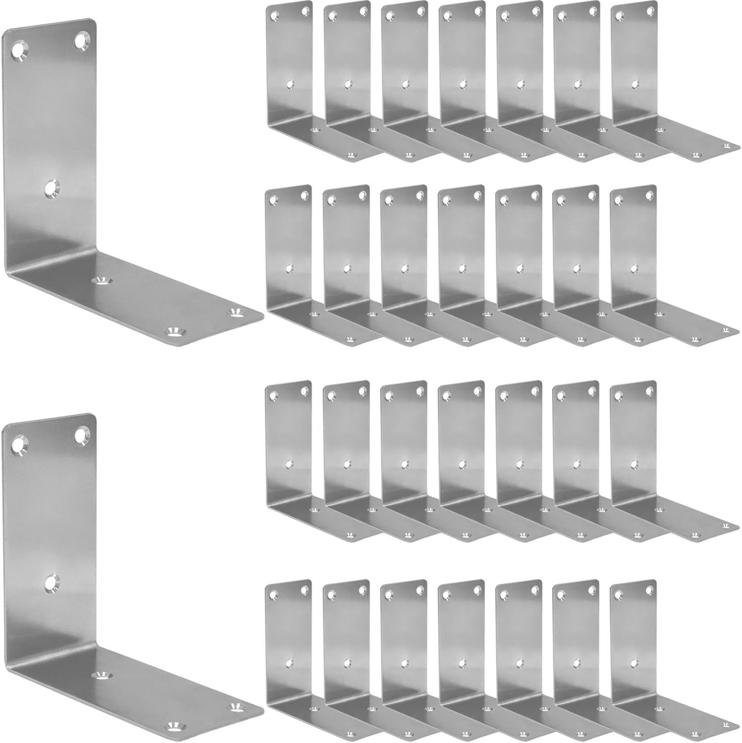 30Pcs Stainless Steel Angle Brackets, 90 Degree L Bracket,Silver Heavy ...