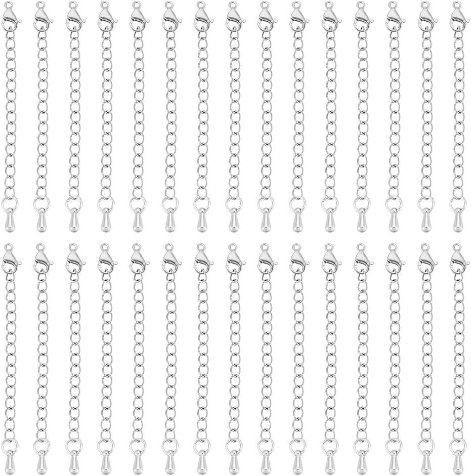 30Pcs Stainless Steel Chain Extender 59mm Chain Extension Necklace ...