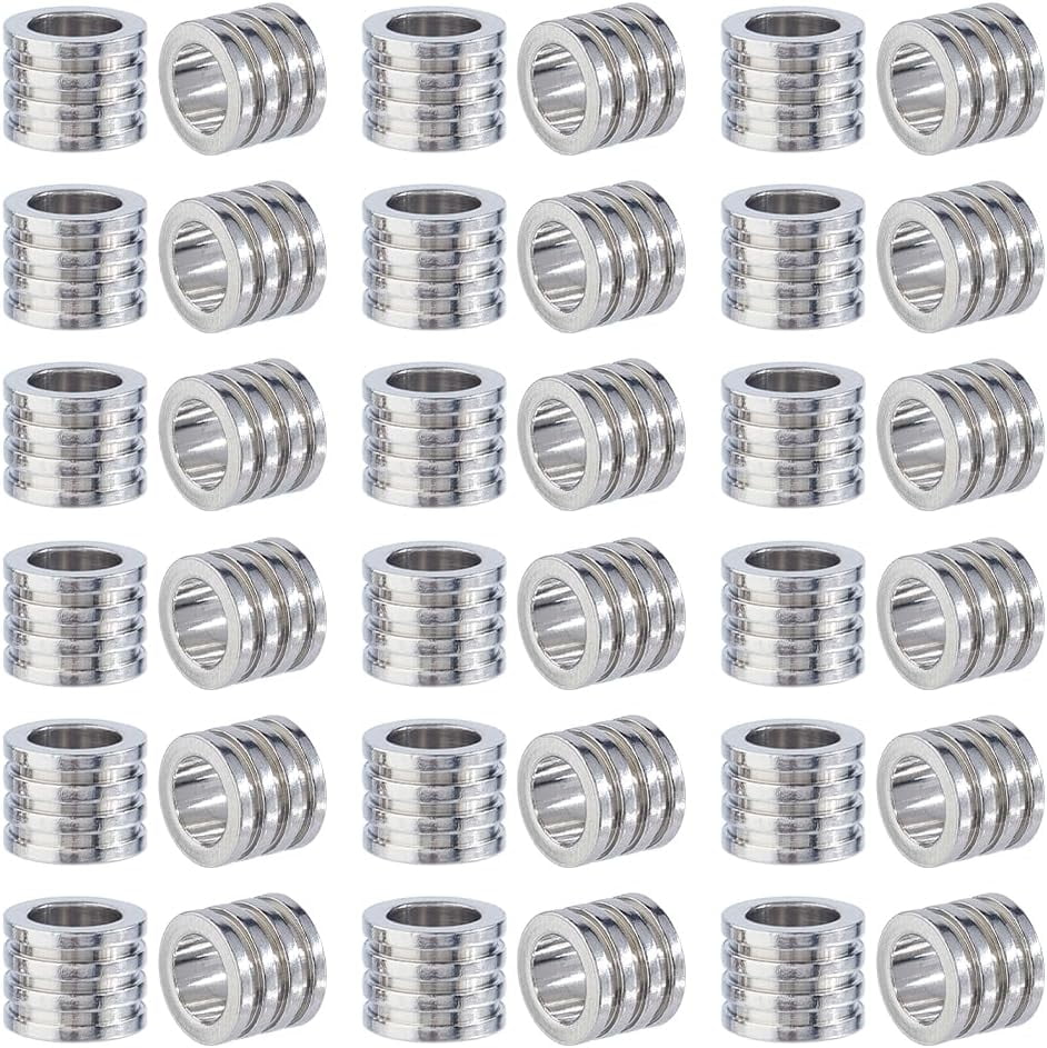 30Pcs Stainless Steel European Bead 10mm Large Hole Beads Metal Column ...
