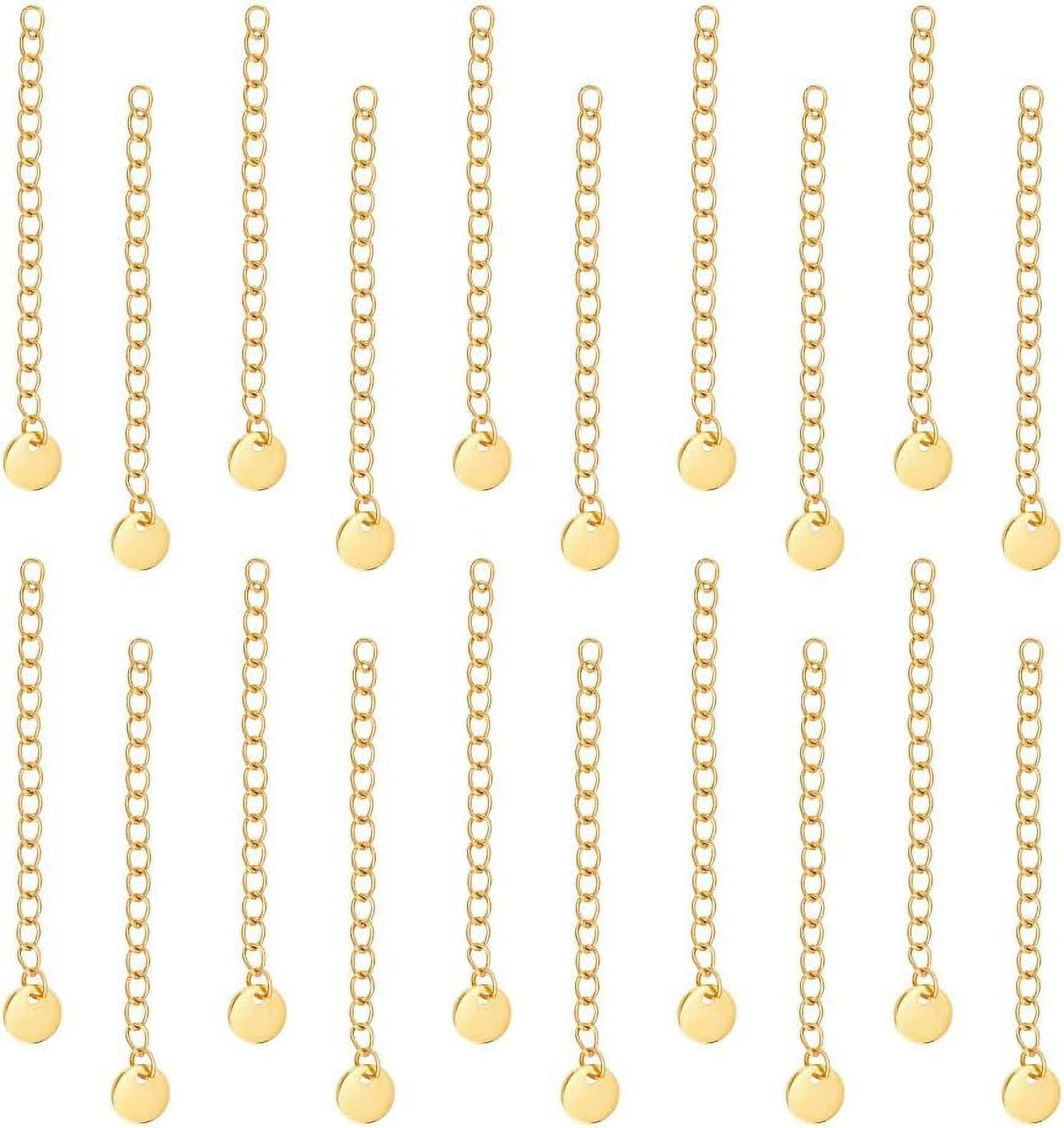 30Pcs Stainless Steel Golden Curb Chain Extension End Chains with Flat ...