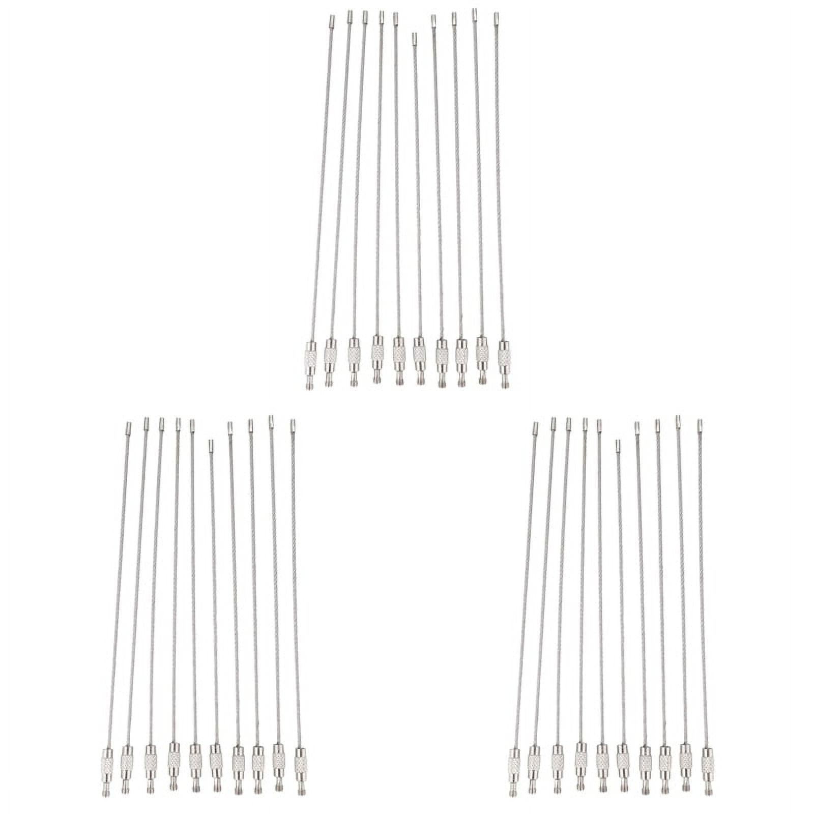 30Pcs Stainless Steel Screw Locking Wire Keychain Cable Key Rings ...