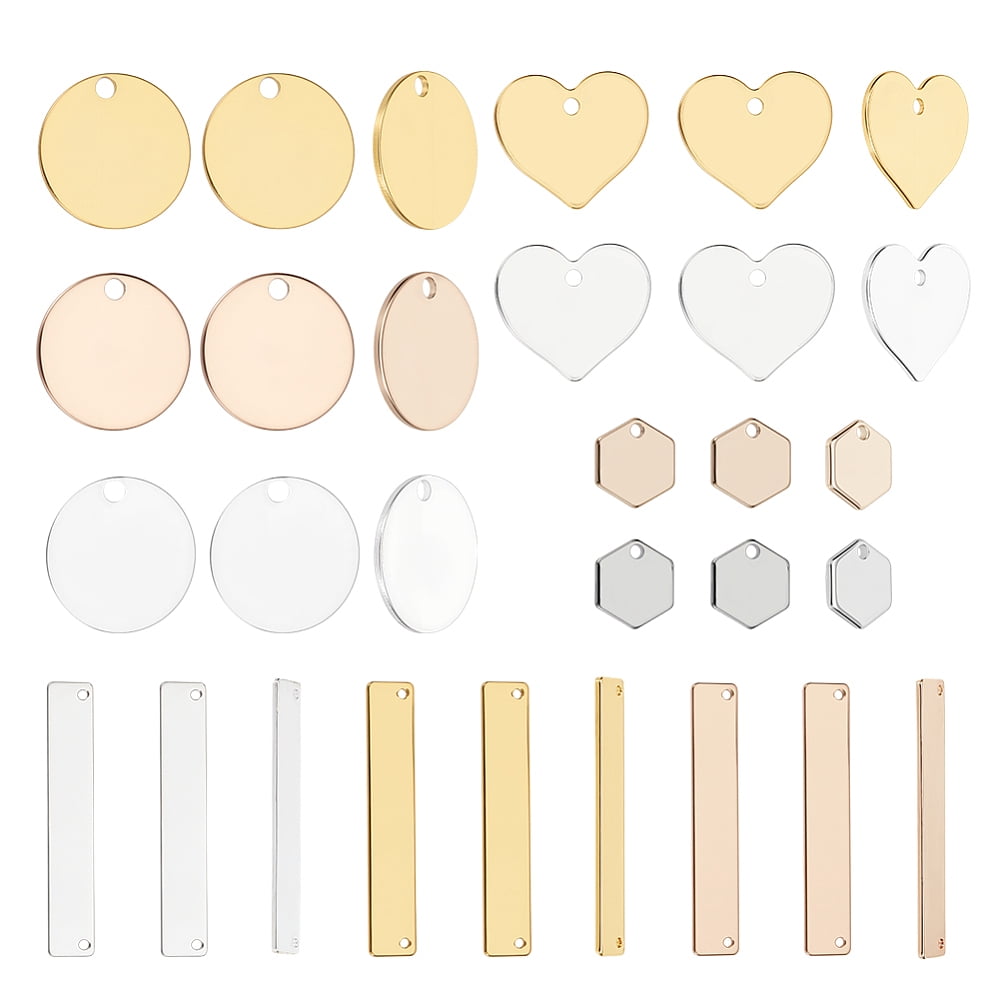 30Pcs Stamping Blank Tags 10 Style Brass Metal Stamping Tag Charms ...