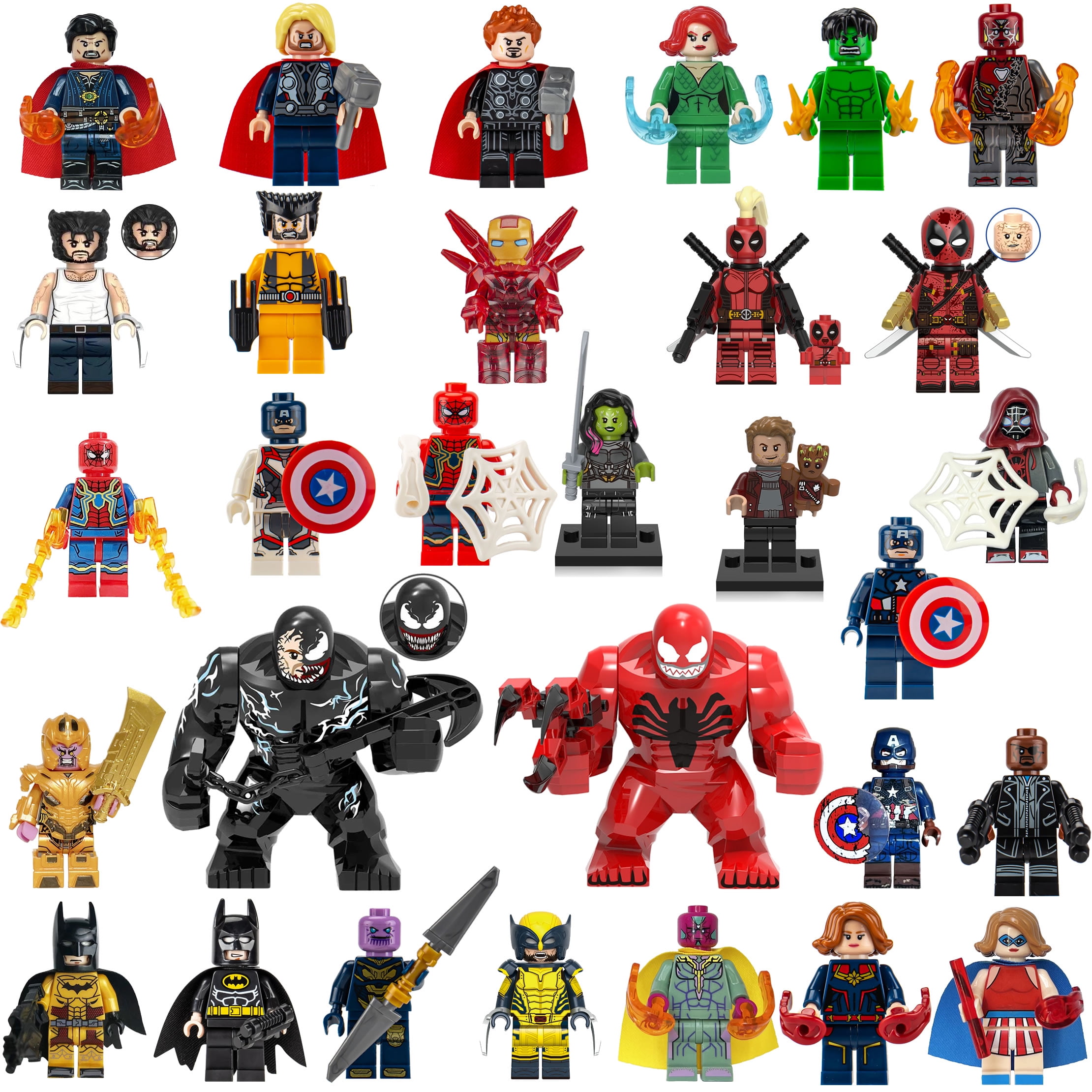 30Pcs Super Action Figures Set Hero Mini Figure Comic Book Character ...