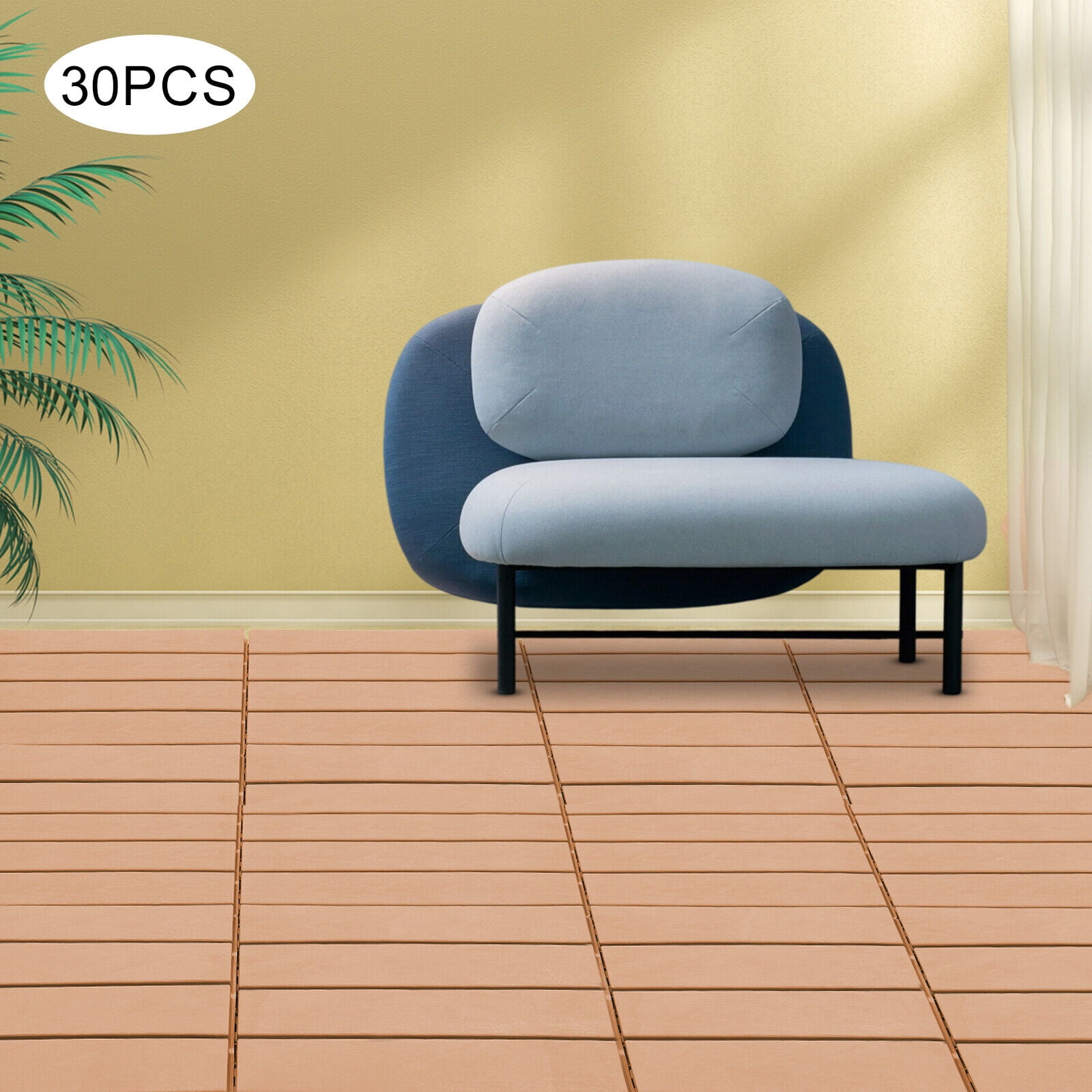 30Pcs Teak Wood Deck Tiles Outdoor Waterproof Interlocking UV Protected ...