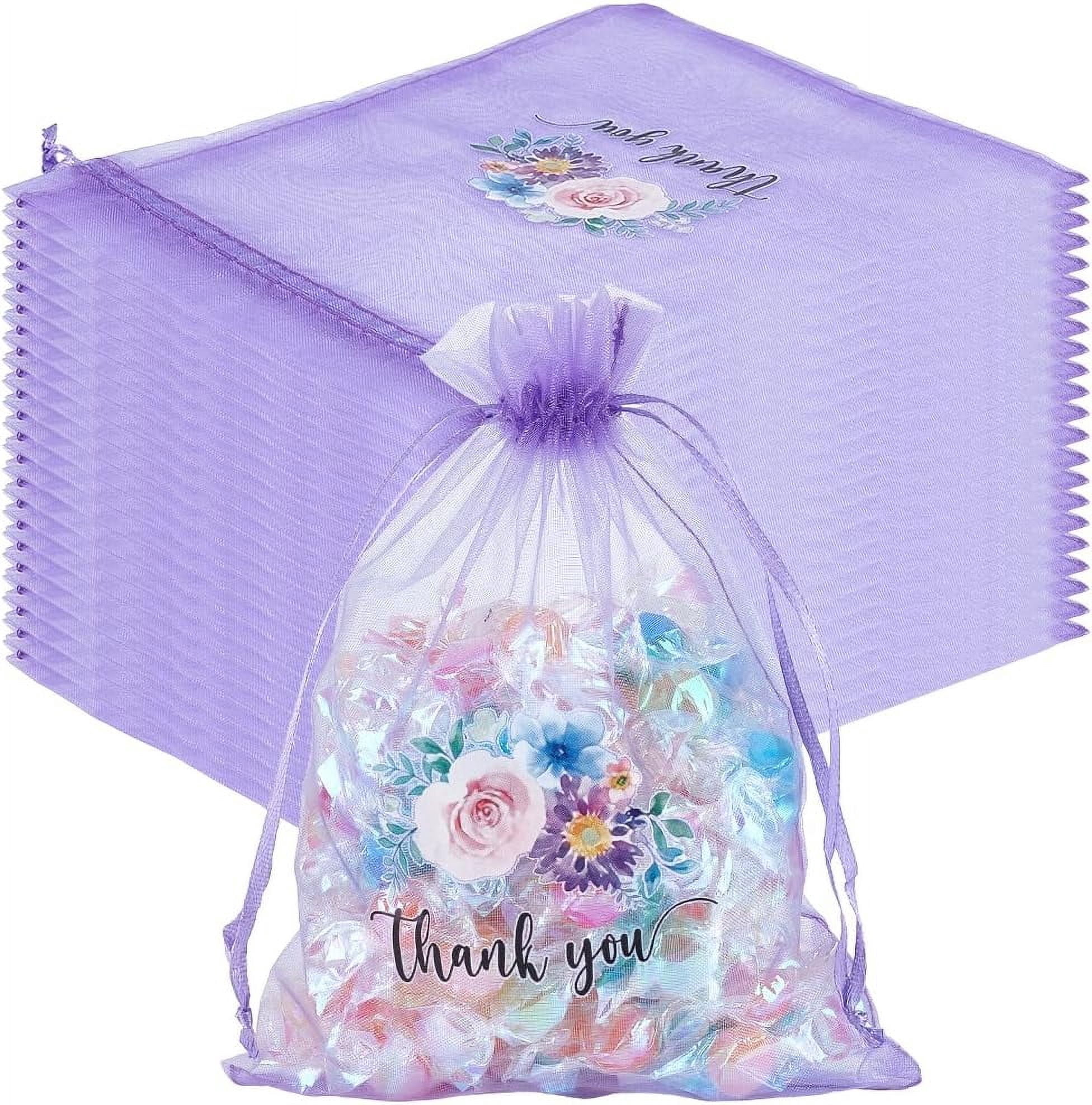 30Pcs Thank You Bags 5x7 Inch Organza Drawstring Bags Flower Printed ...