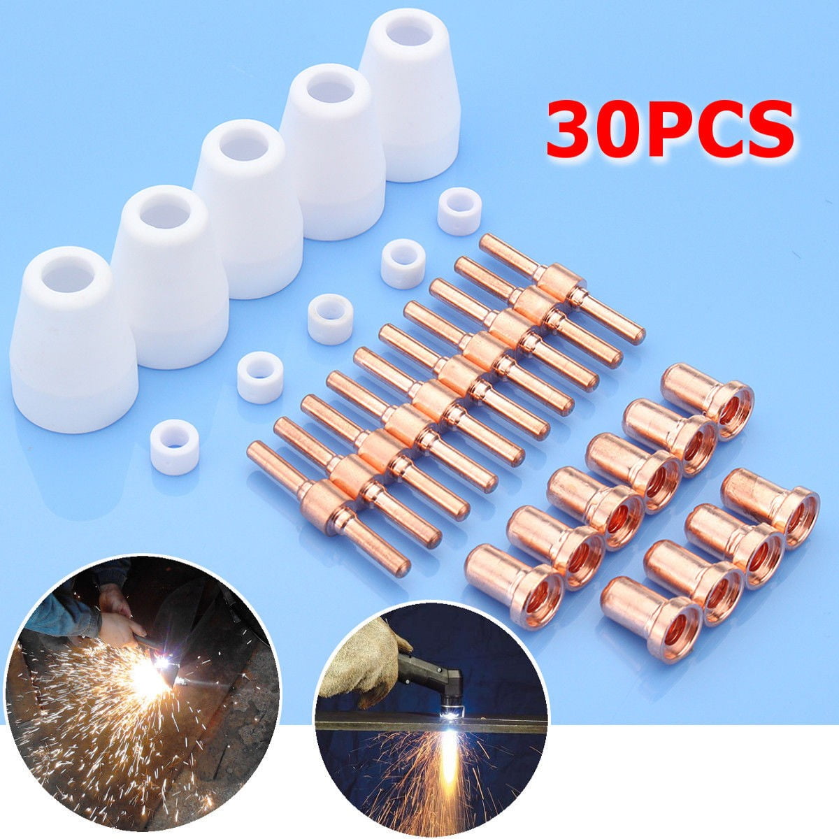 30Pcs Thermal Dynamics Plasma Cutter Consumables Spare Parts Kit Tips ...