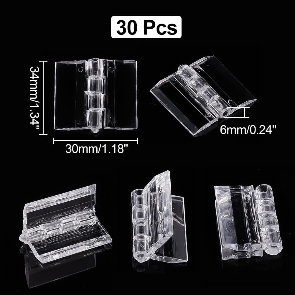 30Pcs Transparent Acrylic Hinges 1.34x0.7 Inch Continuous Hinge Folding ...
