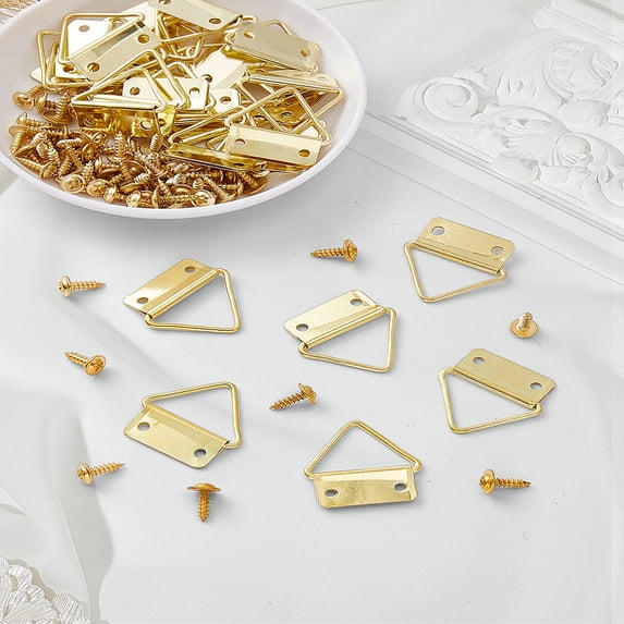 30Pcs Triangle Iron Picture Hanger with 60Pcs Iron Screws for Photo ...
