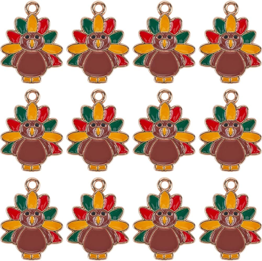 30Pcs Turkey Charms Thanksgiving Day Charms Bulk Animal Theme Enamel ...