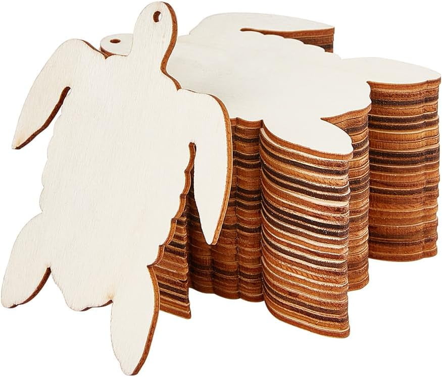 30Pcs Unfinished Blank Wooden Sea Turtle Shapes Embellishments Turtle ...