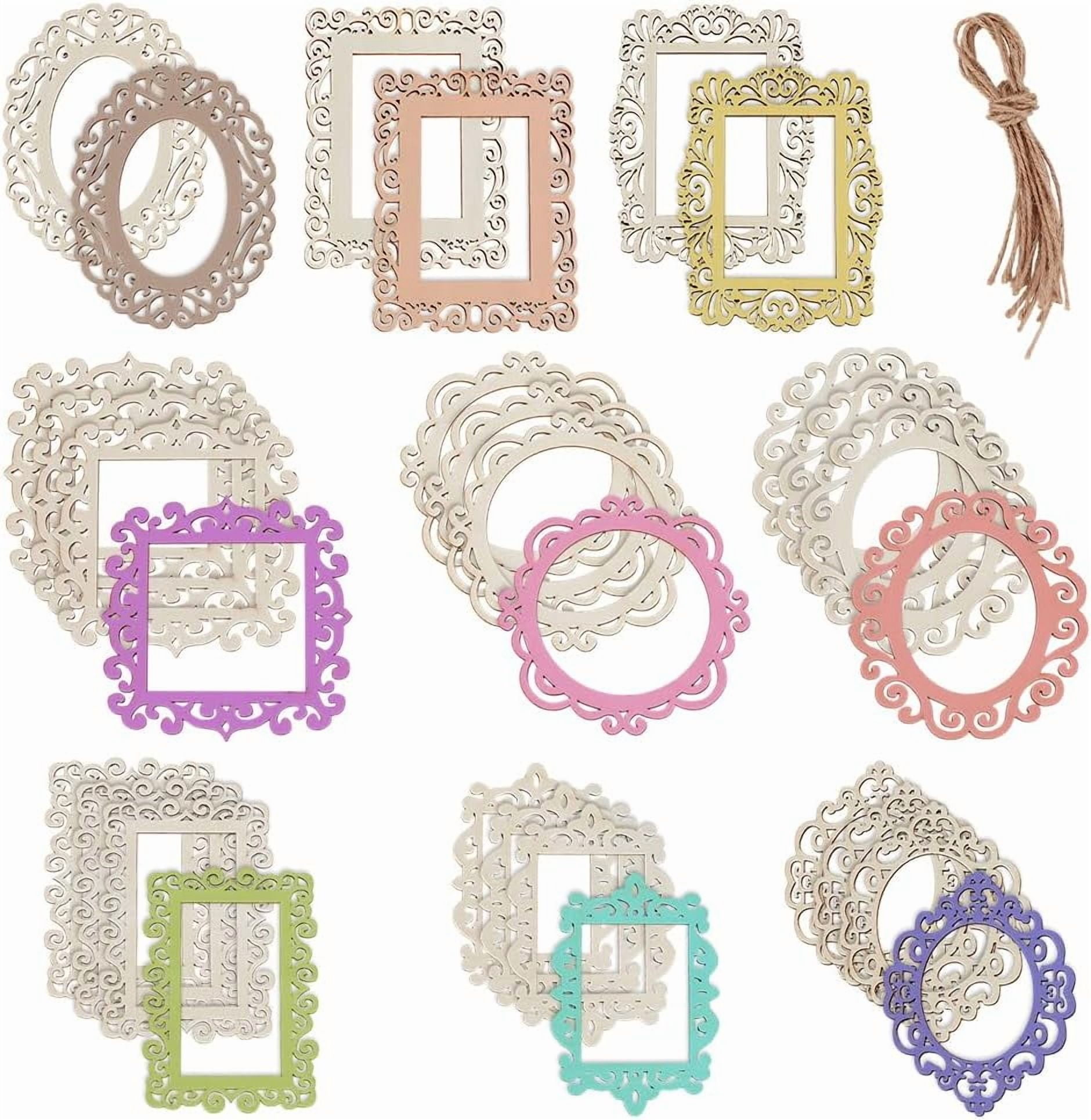 30Pcs Unfinished Wood Picture Frames 9 Styles Mini Photo Ornaments ...