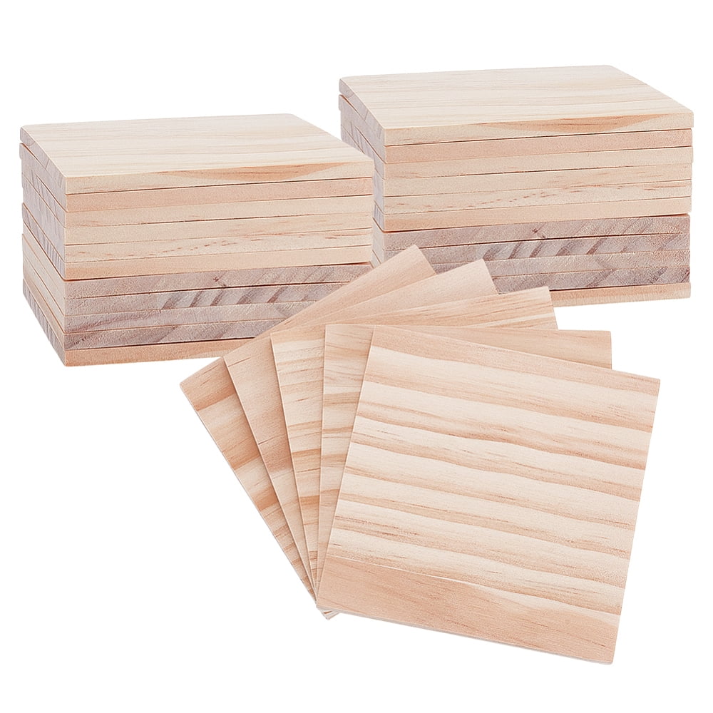 30Pcs Unfinished Wood Square Board for Wood Carving DIY Coasters ...