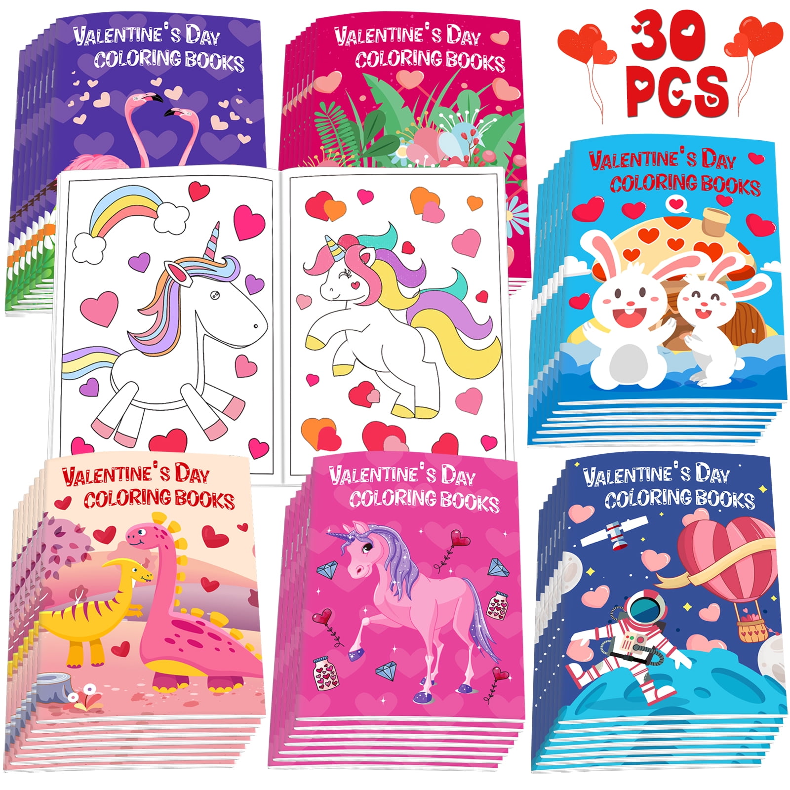 30Pcs Valentines Day Coloring Books for Kids 4-8, 8-12, Valentine's ...