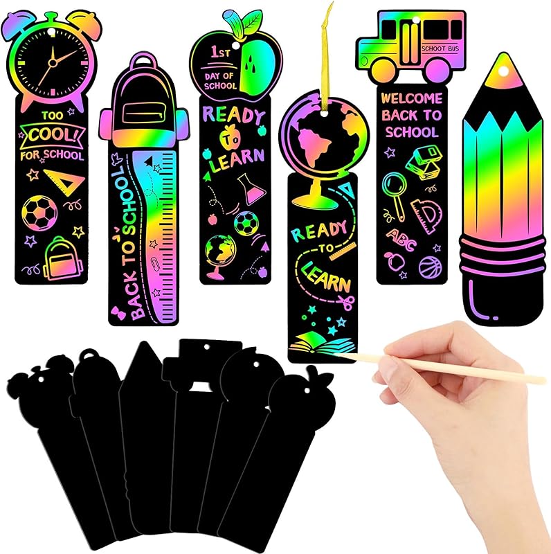30Pcs Welcome Back to School Scratch Bookmarks, Rainbow Magic Scratch ...