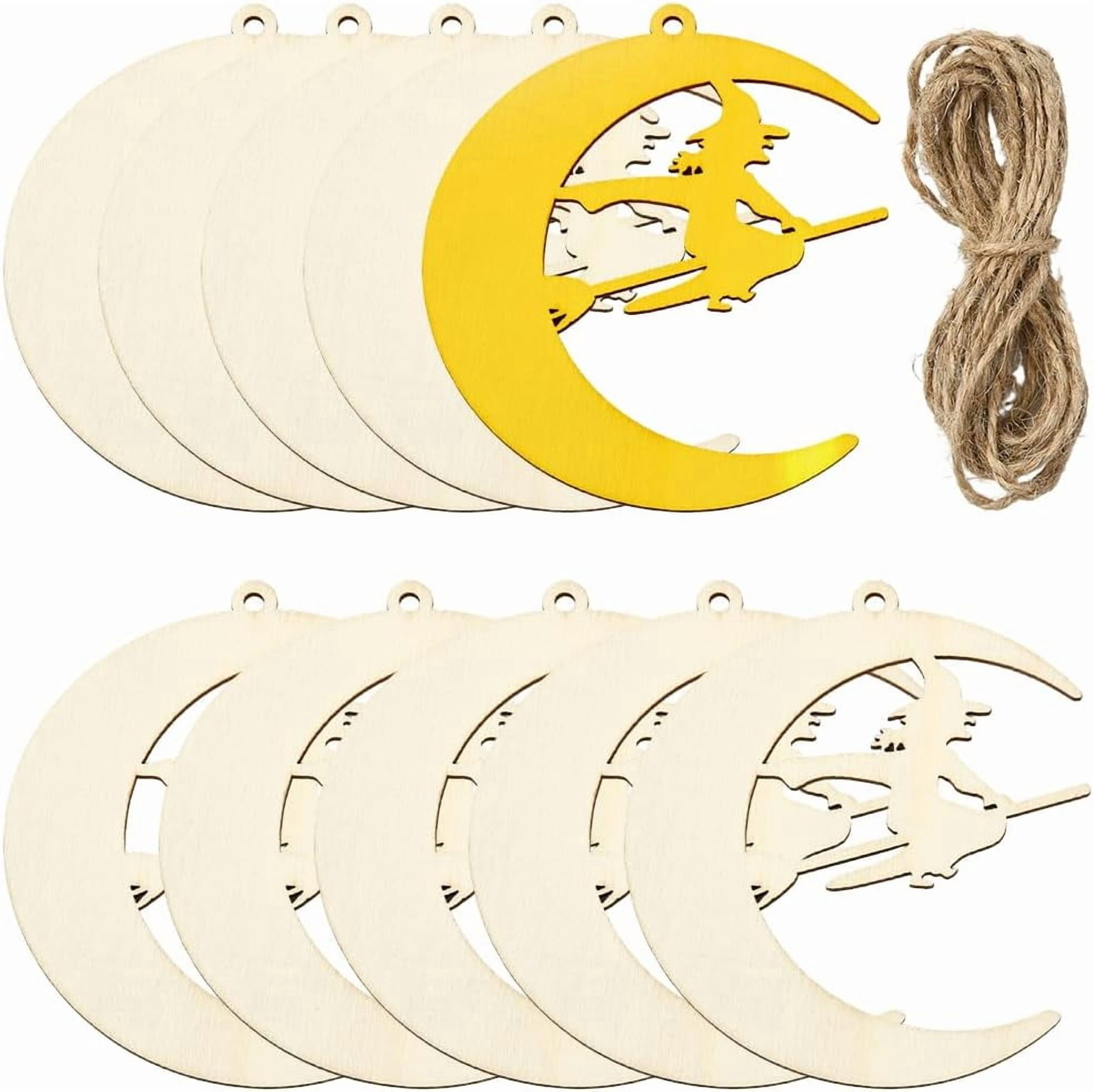 30Pcs Wood Fairy Cutouts Vintage Wooden Ornaments with Cords Moon MDF ...