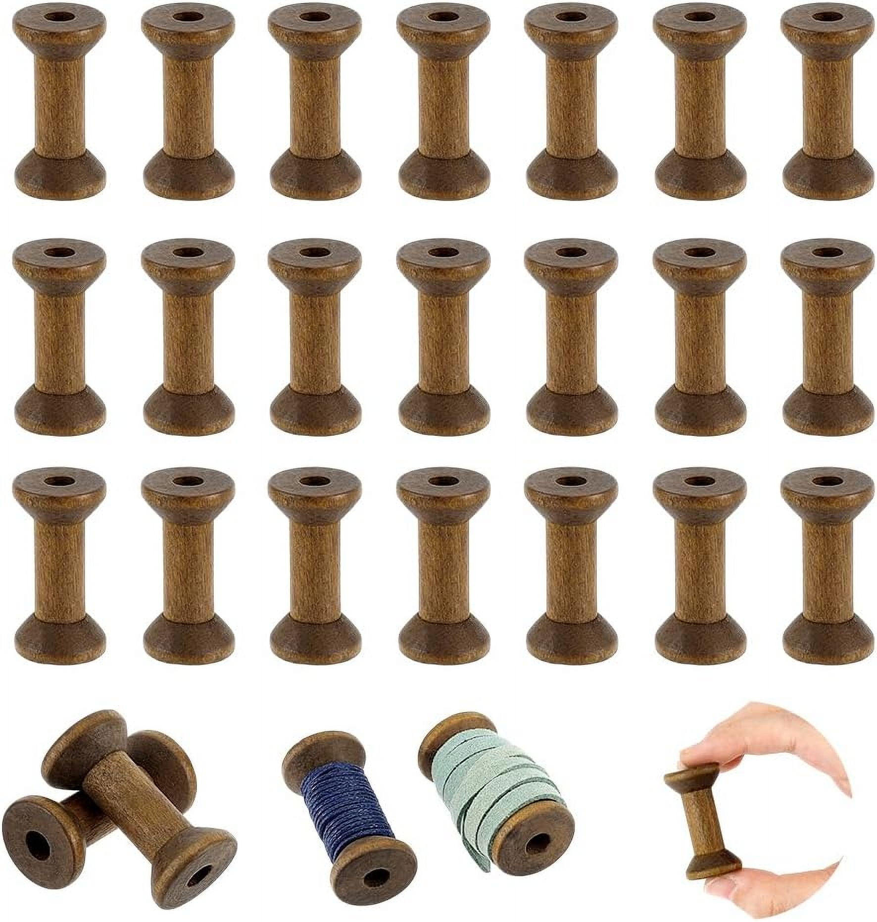 About 30Pcs Wooden Empty Spools Mini Coffee Wire Weaving Bobbins ...