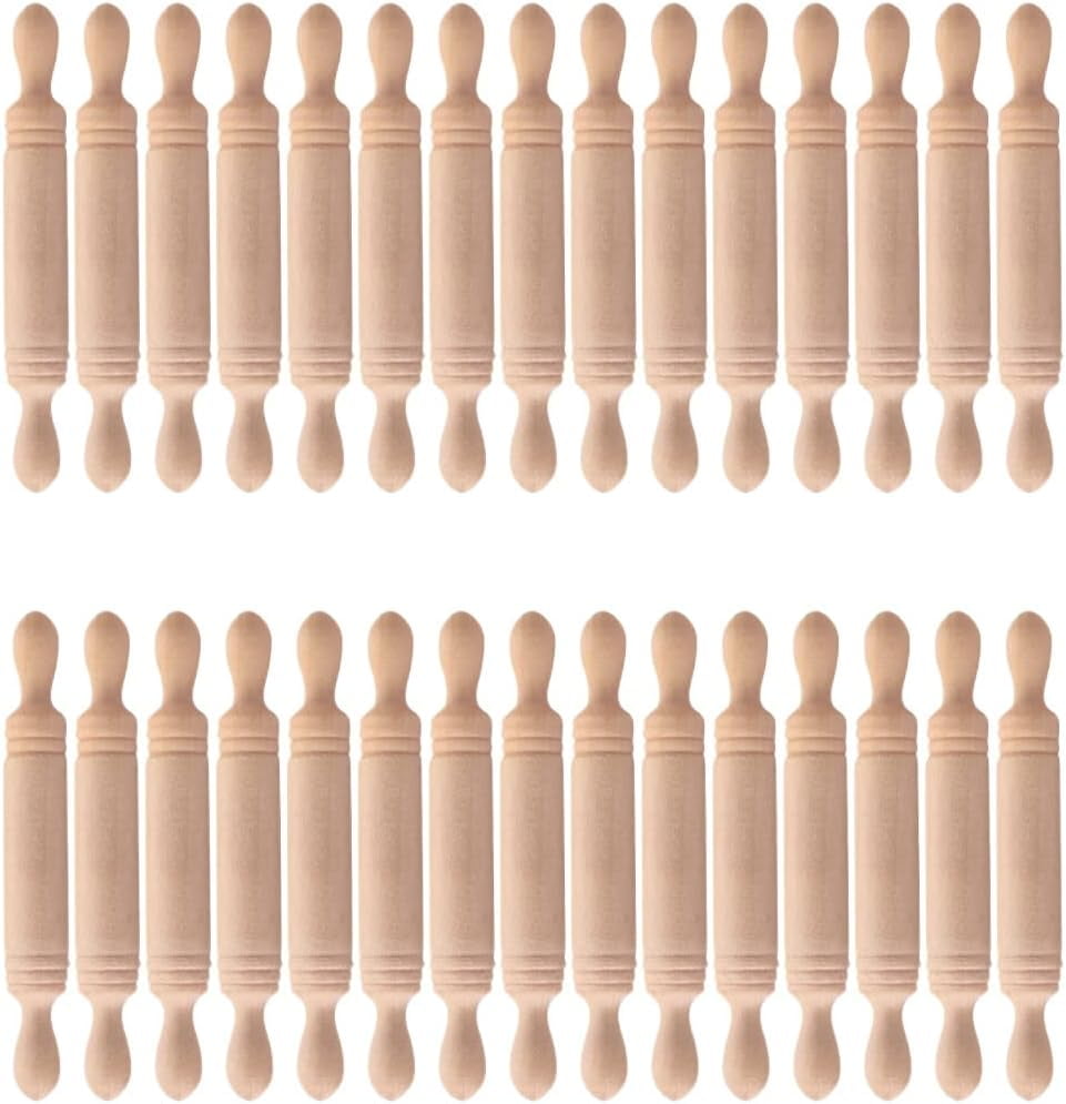 30Pcs Wooden Mini Rolling Pin Small Dough Roller Miniature Pastry ...