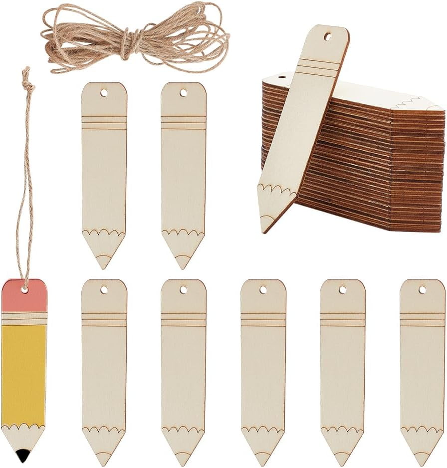 30Pcs Wooden Pencil Cutouts Back to School Wooden Cutout Blank DIY ...