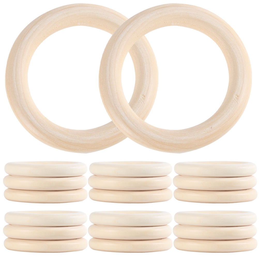 30Pcs Wooden Rings for Crafts Unfinished Macrame Rings Wood Rings for ...