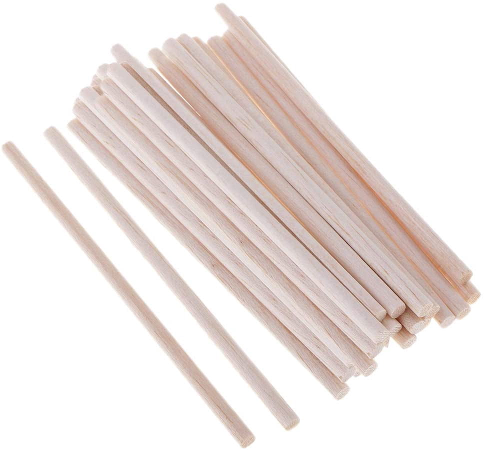 30Piece 5mm Wood Unfinished Wood Round Stick Dowel Rod DIY Craft 120mm ...