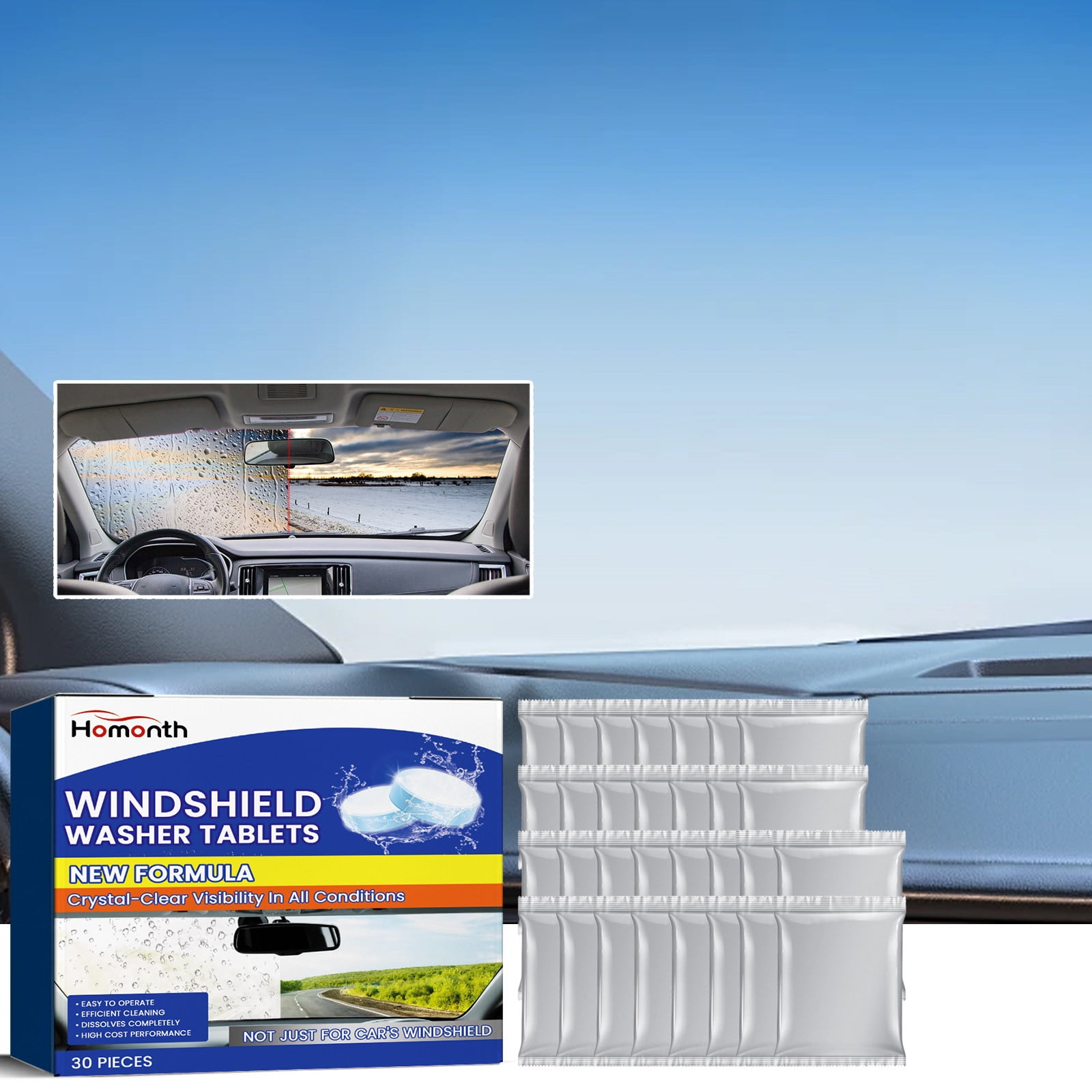 30Pieces Car Windshield Washer Tablets,Washer Fluid Tablets Glass ...