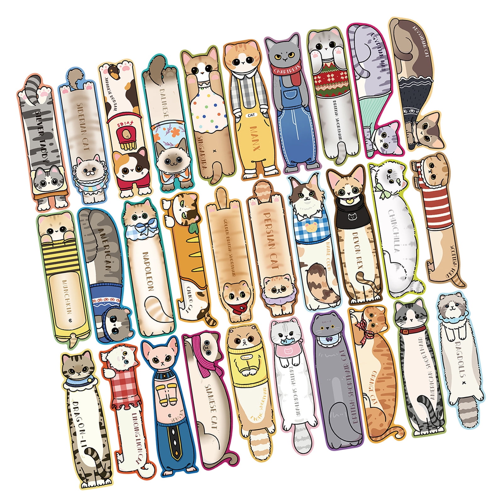 30Pieces Cats Paper Bookmarks 1.6x5.6Inch Bookmarks Book Page Divider ...