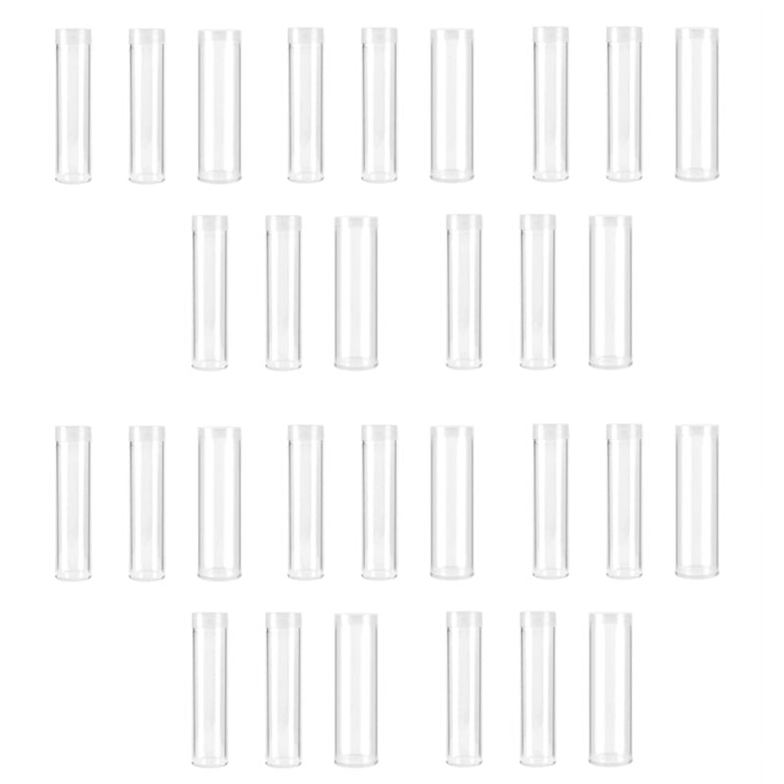 30Pieces Coin Tubes Assorted Sizes Coin Storage Tubes Clear Plastic ...