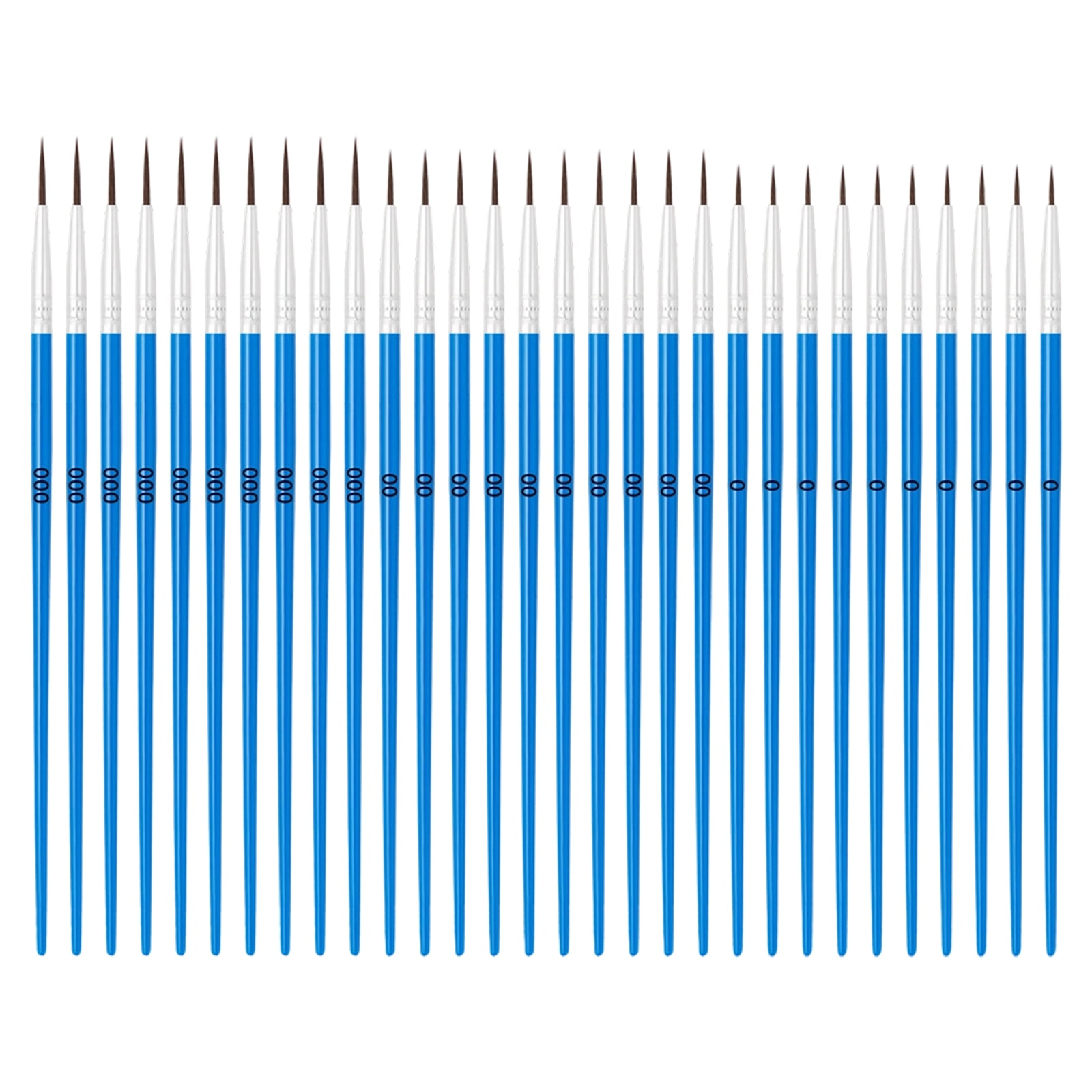 30Pieces Detail Painting Fine Tip Brushes Nylon Hair Plastic Handle For ...