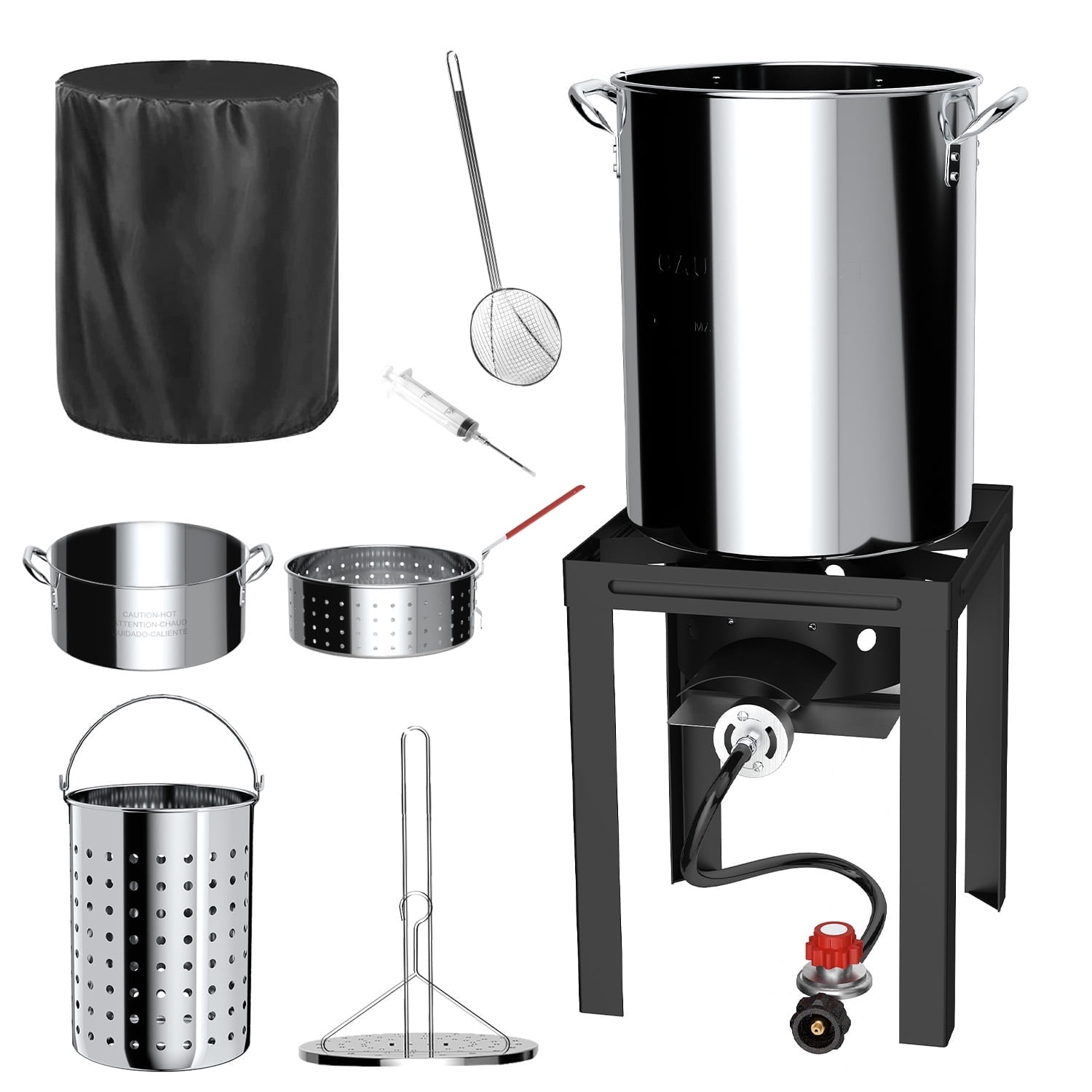 30QT & 10QT Turkey Fryer Kit,Stainless Steel Boil Pot,Waterproof Cover ...
