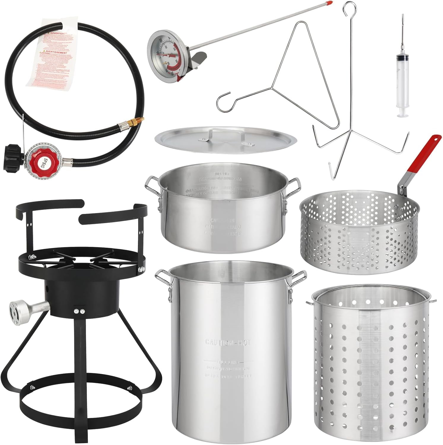 30QT Turkey Deep Fryer & 10QT Fish Fryer Kit w/Baskets & Stand ...