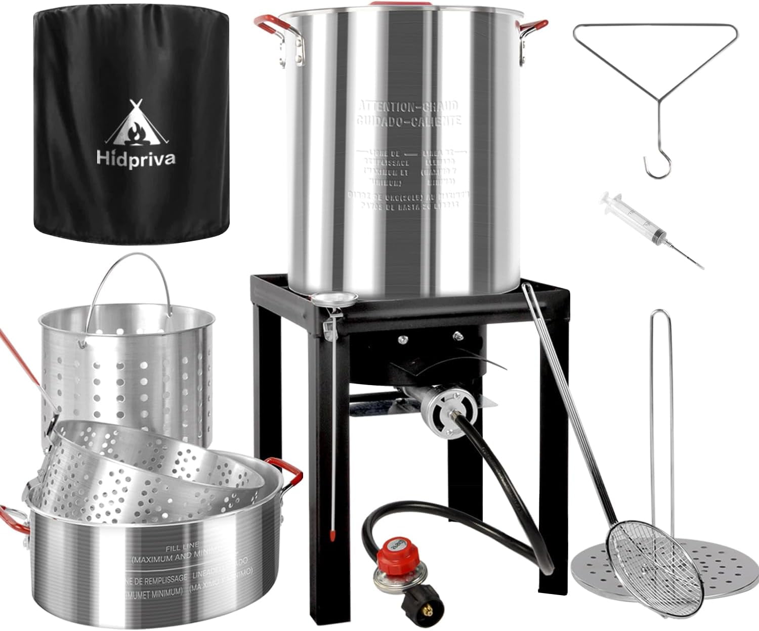 30QT Turkey Fryer & 10QT Fish Fryer Kit, Waterproof Cover & 12-inch ...