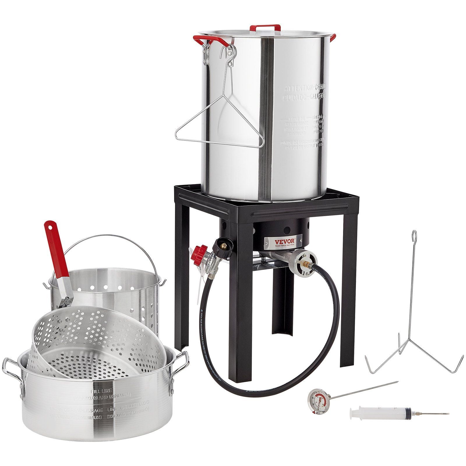 30QT Turkey Fryer & 10QT Seafood Steamer Combo with 54,000 BTU Propane ...