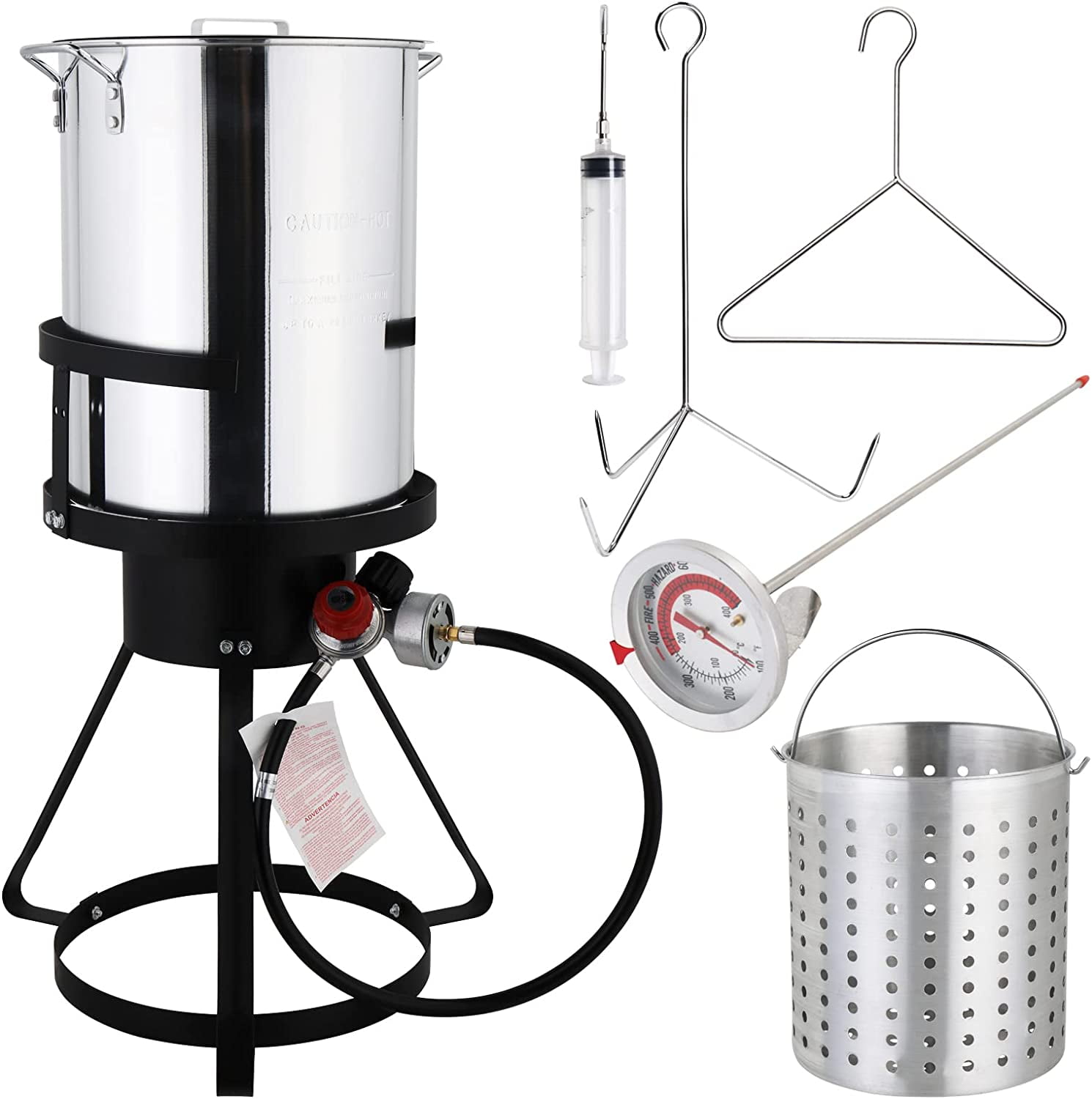 30QT Turkey Fryer with 55,000BTU Propane Stove, Aluminum Deep Fryer ...